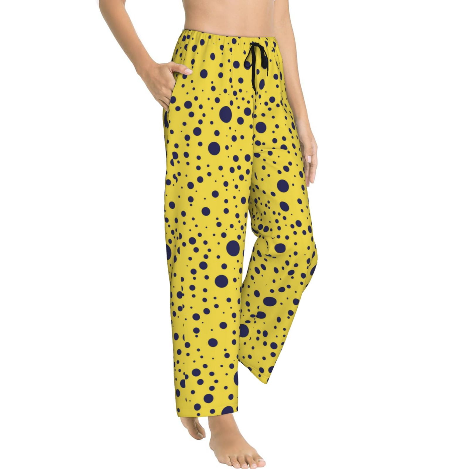 Goofa Blue Spots Printed Soft Pajama Pants for Women, Wide Leg Comfy ...