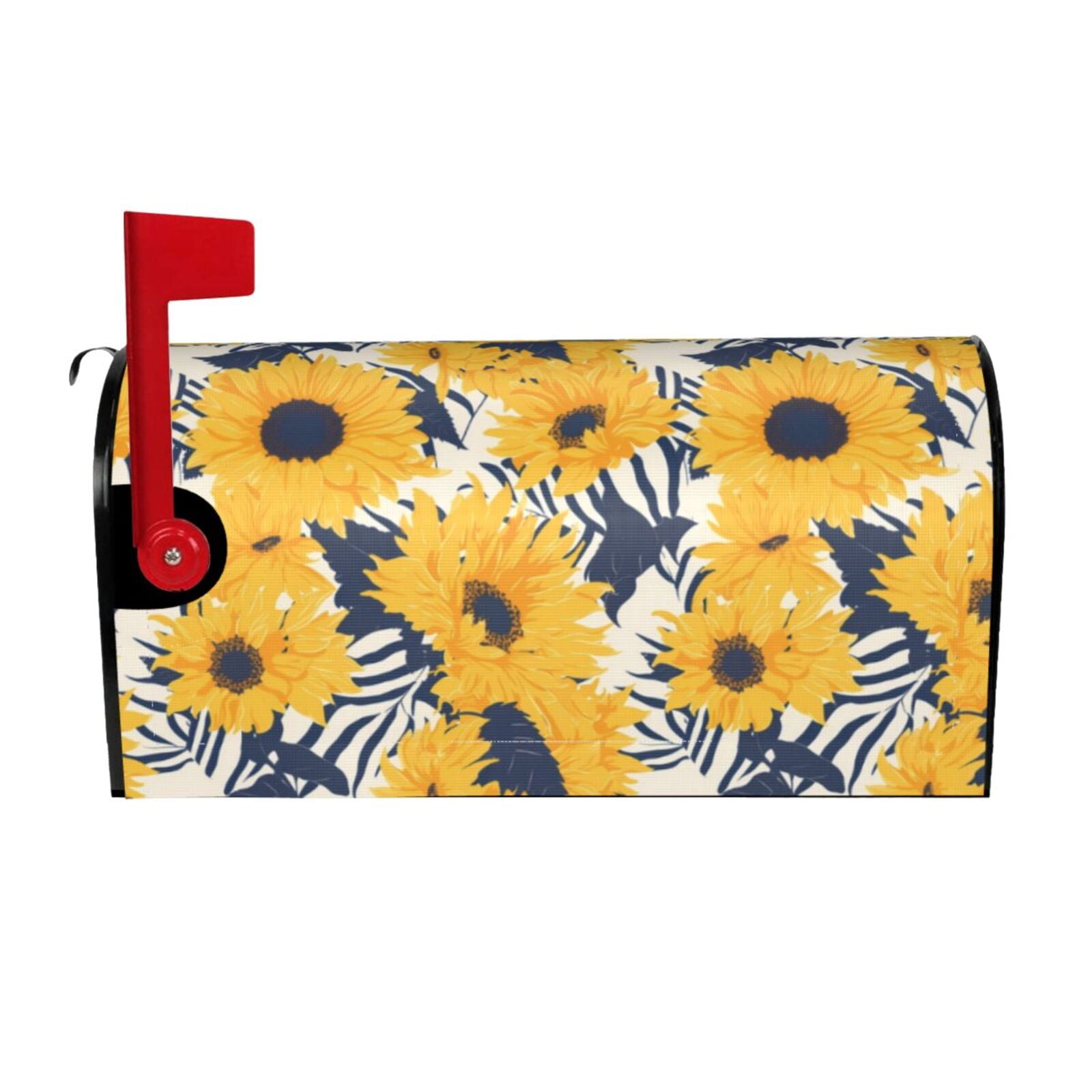 Goofa Blue Striped Sunflower Pattern Mailbox Cover, Mailbox Decoration ...