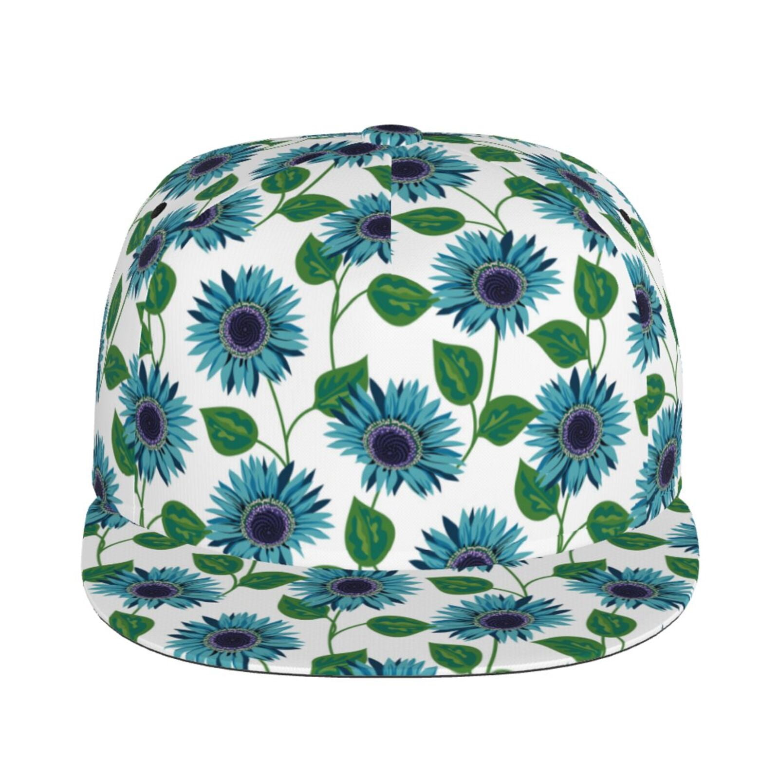 Goofa Blue Sunflowers Printed Men's Baseball Cap,Straight Brim Hat,Golf ...