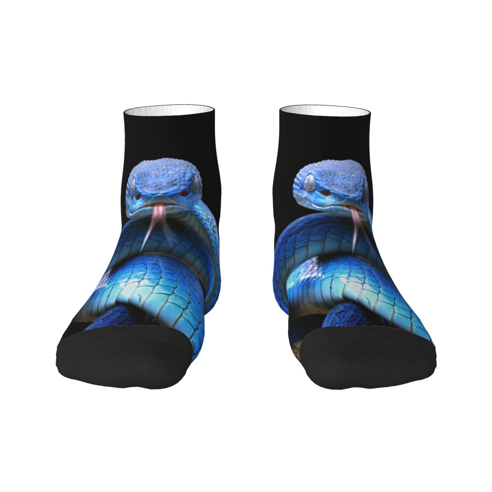 Goofa Blue Viper Snake Pattern Non Slip Socks with Grips for Elderly ...