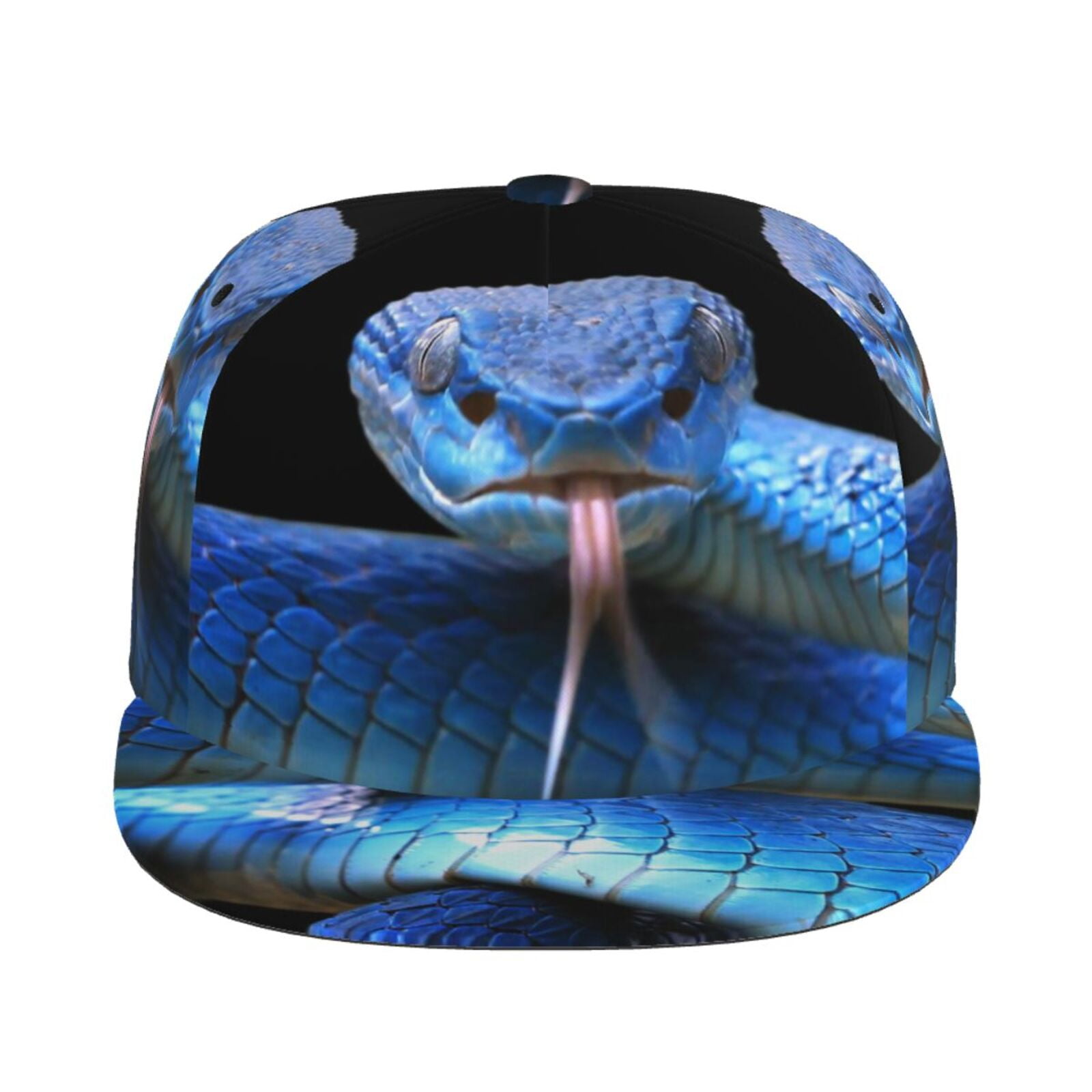Goofa Blue Viper Snake Printed Men's Baseball Cap,Straight Brim Hat ...
