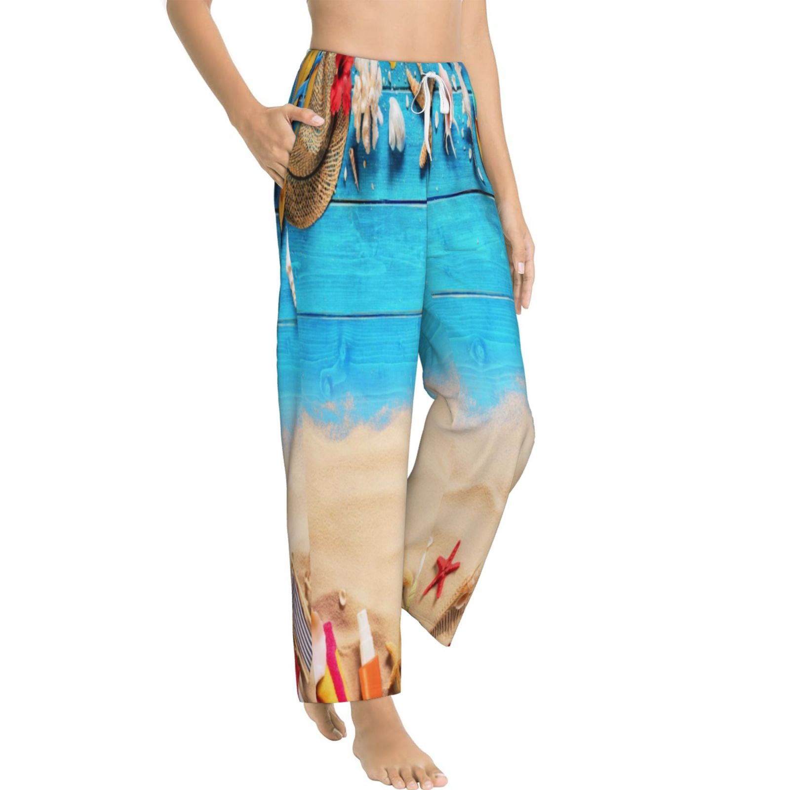 Goofa Boards and Beach Printed Soft Pajama Pants for Women, Wide Leg ...