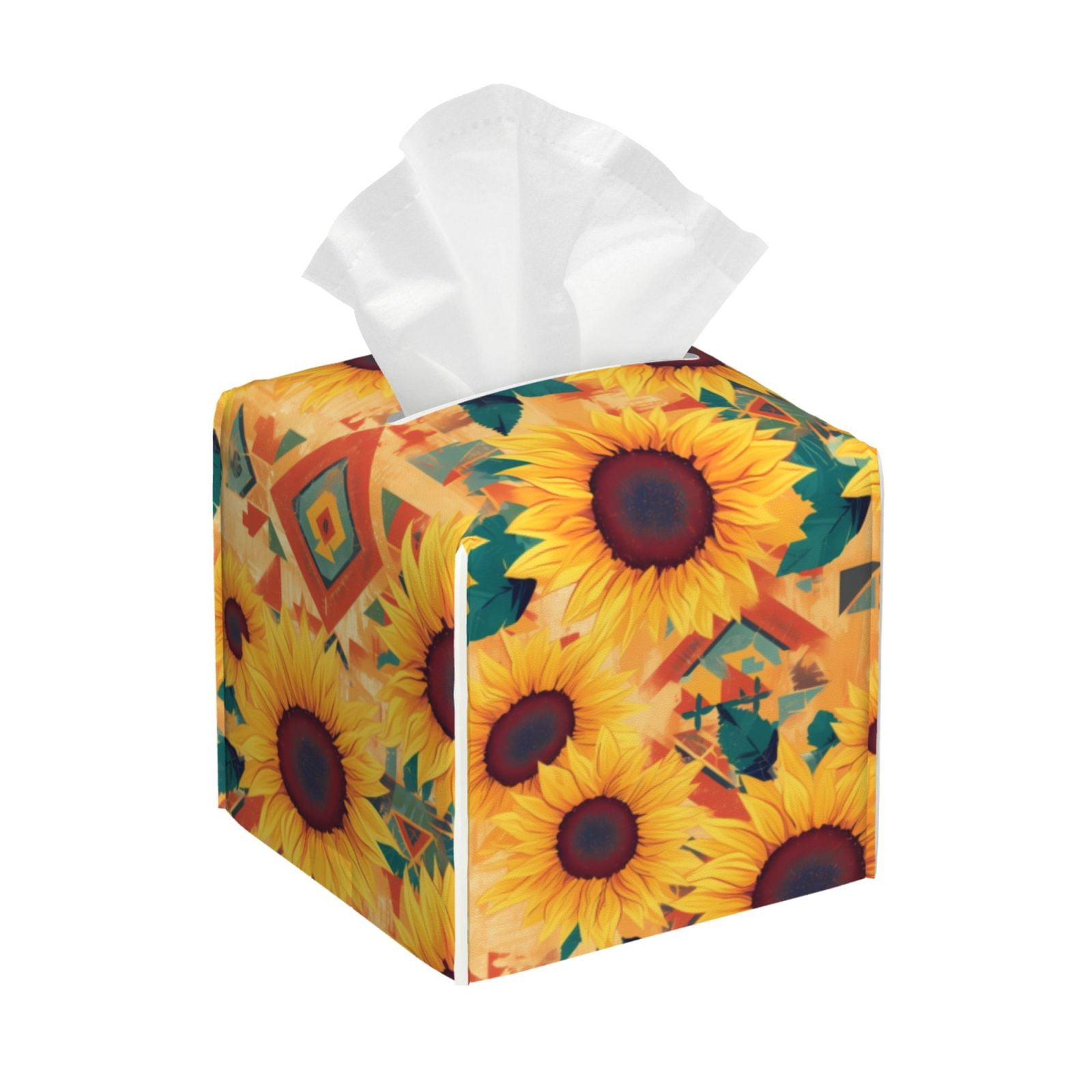 Goofa Bohemian Sunflower Tissue Box Cover PVC Leather Tissue Holder ...