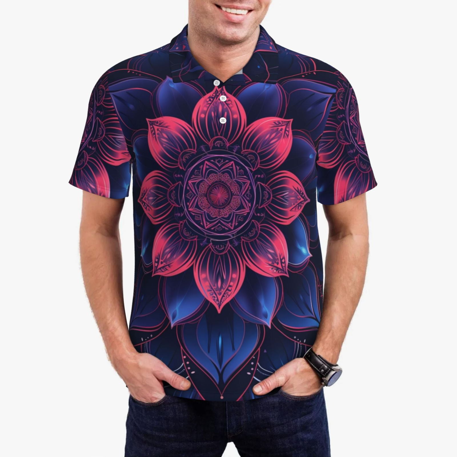 Goofa Bohemian Vintage Pattern Print Mens Polo Shirts Quick Dry Short ...