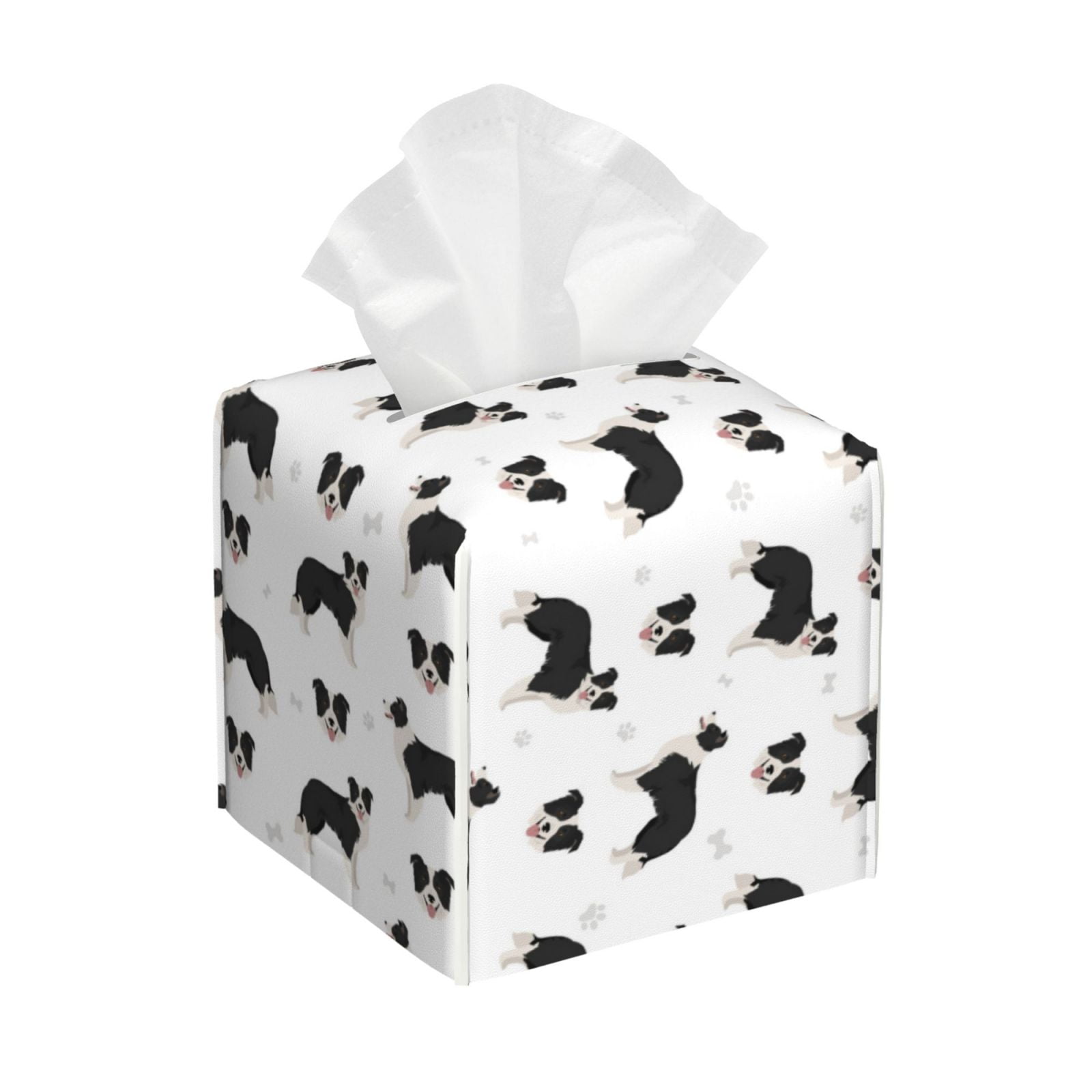 Goofa Border Collie Dog Tissue Box Cover PVC Leather Tissue Holder ...