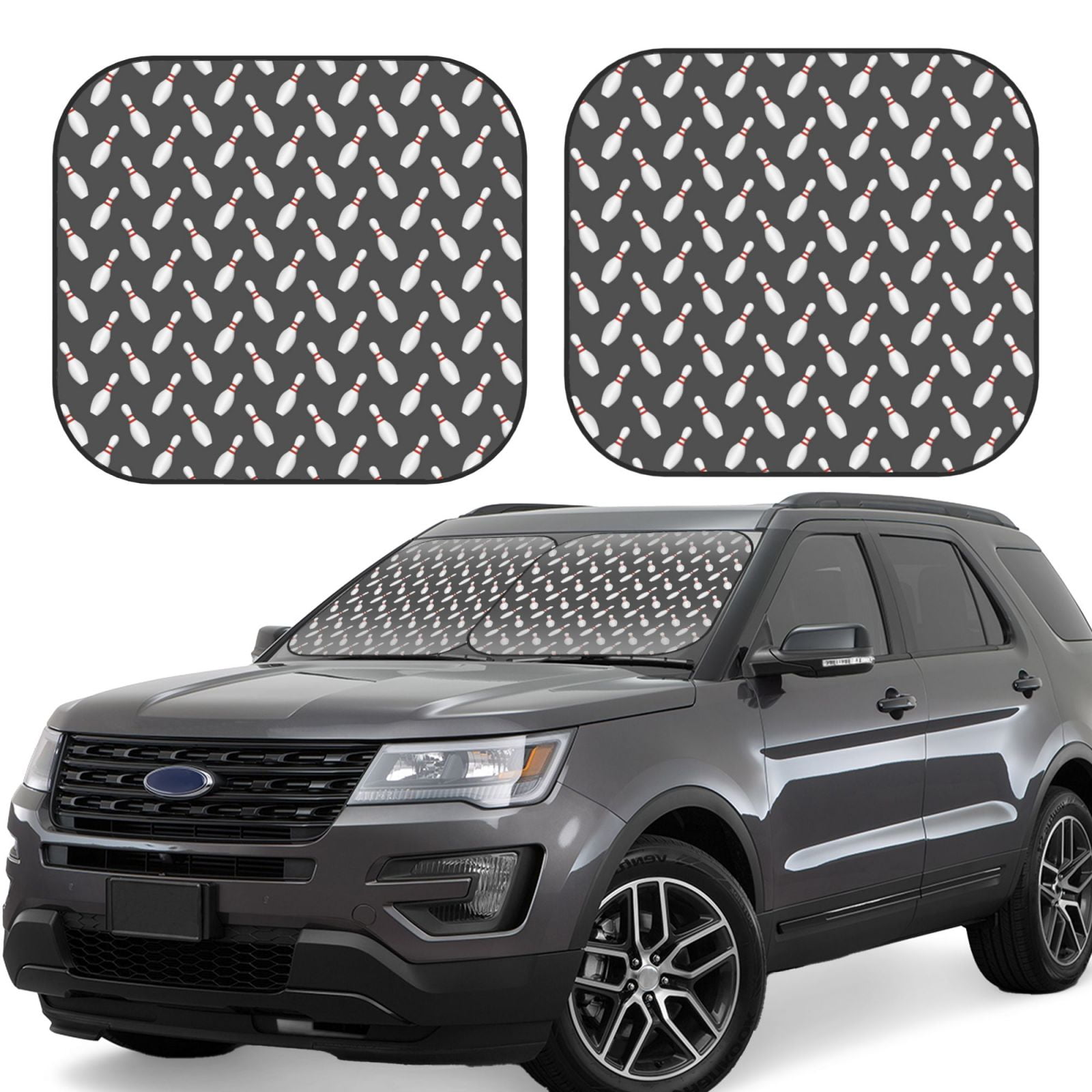 Goofa Bowling Pins Pattern 2 Piece Car Windshield Sun Shade Foldable ...