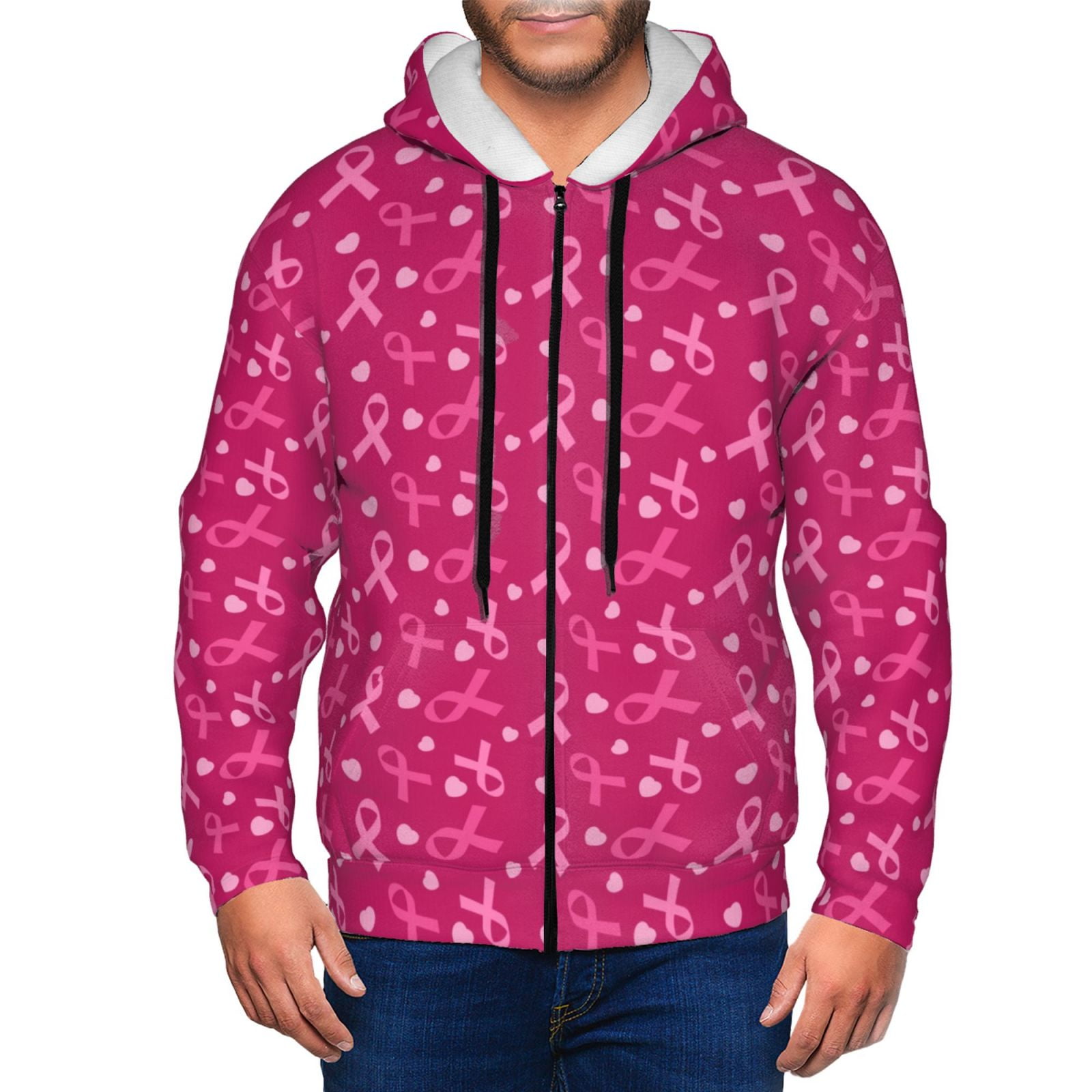 Goofa Breast Cancer Awareness6 Pattern Mens Full-zip Hoodie, Zip-up ...