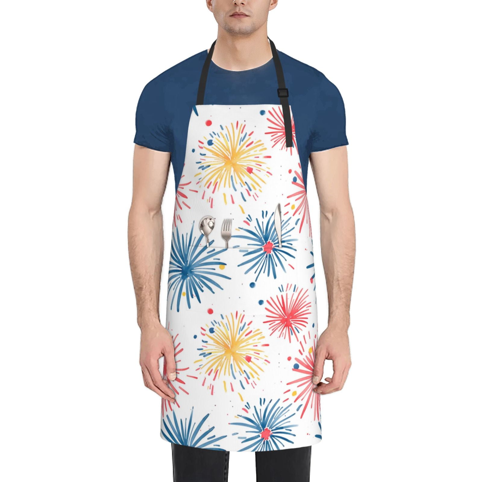 Goofa Bright Colorful Fireworks Printed Waterproof Apron 33" Chef ...