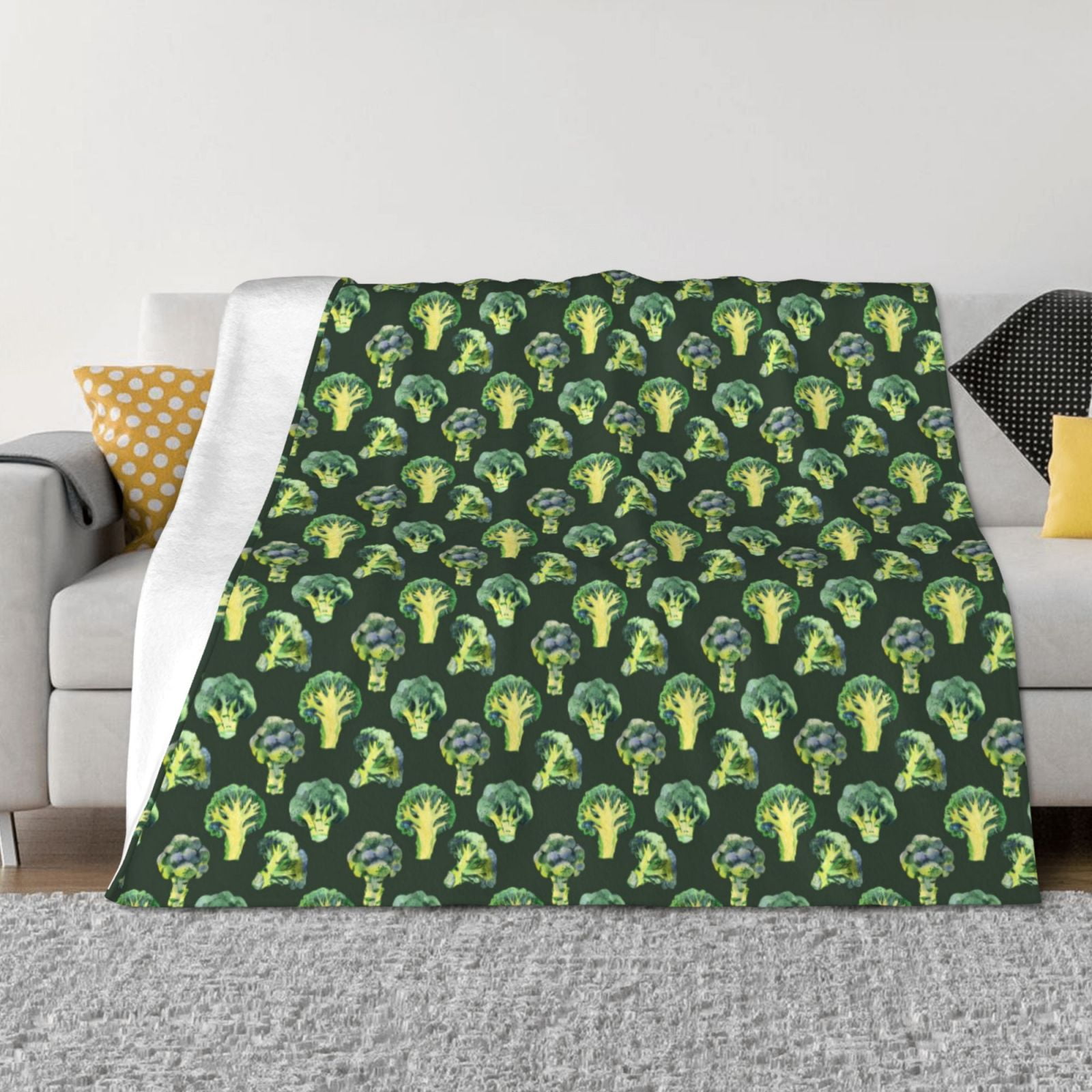Goofa Broccoli 3 Pattern Fleece Throw Blanket for Couch, Soft Checkered ...