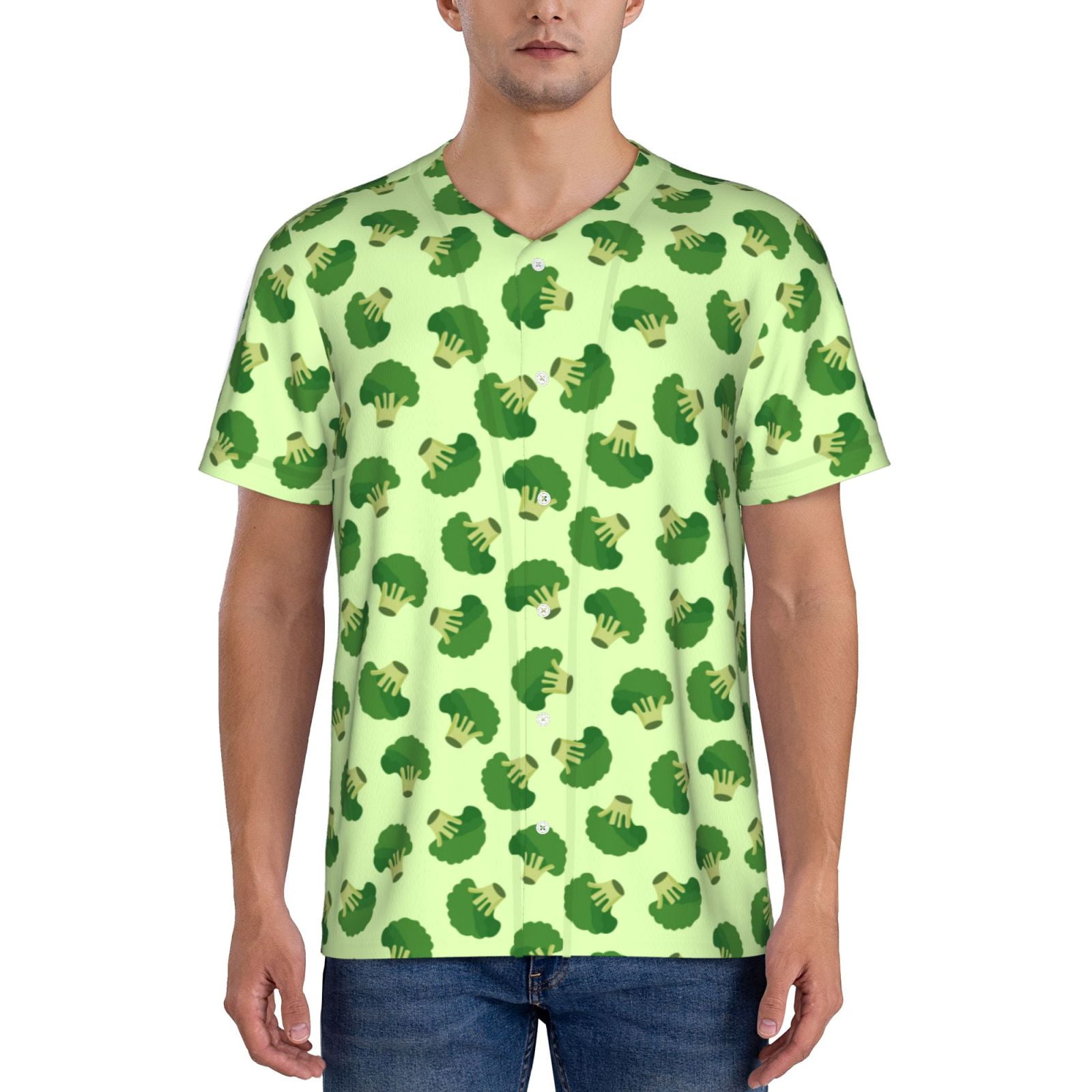 Goofa Broccoli Vegetables Pattern Mens Golf Shirt Baseball T-shirt ...
