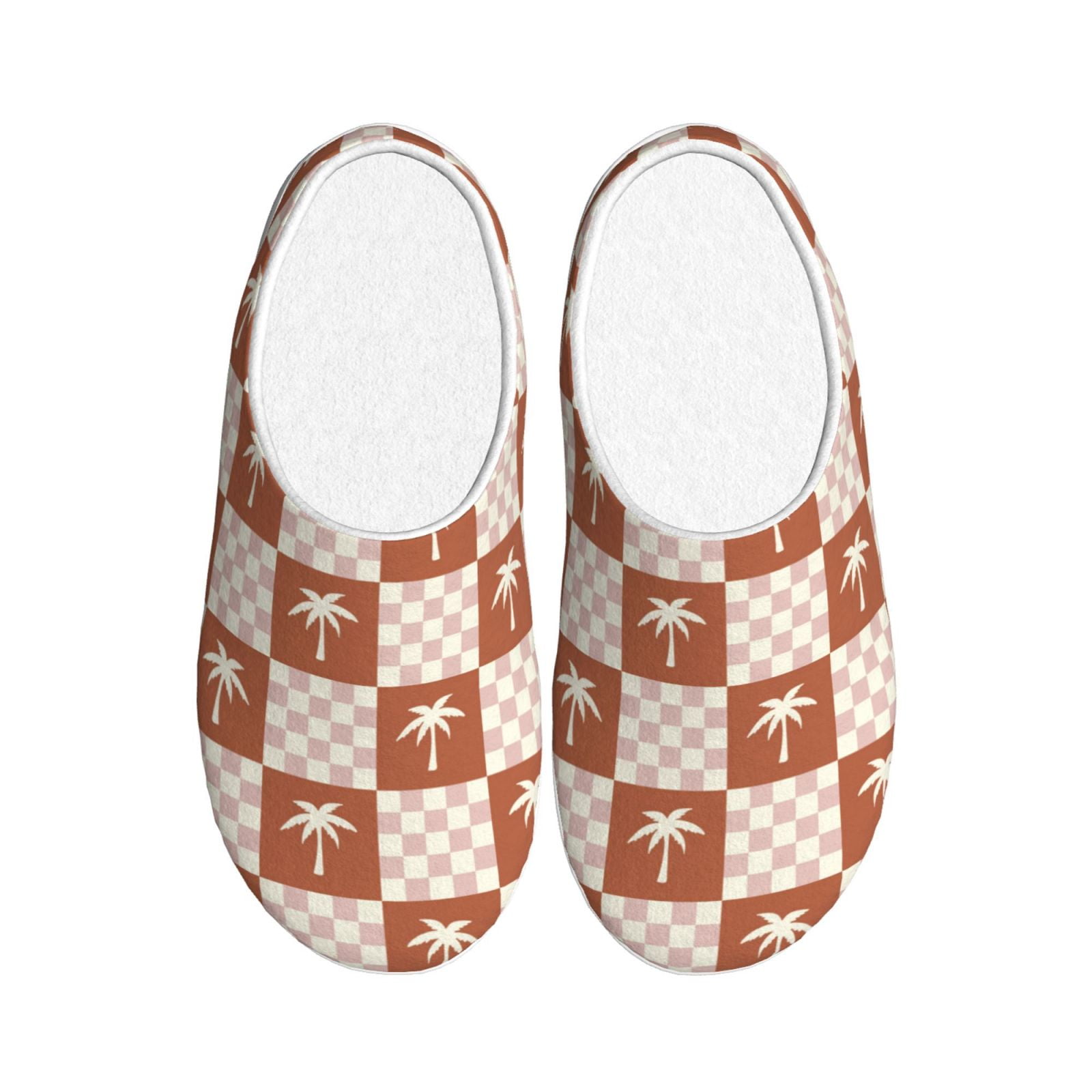 Goofa Brown Palms Print Womens Mens Cotton Lightweight House Slippers ...