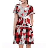 Goofa Buffalo Plaid Love And Gnome Pattern Women Summer Short Sleeve ...