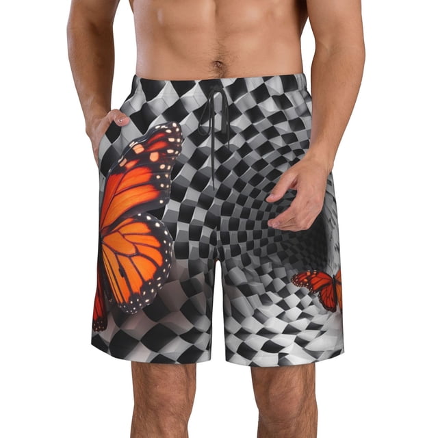 Goofa Butterflies Optical Illusion Printed Mens Swim Trunks Summer ...