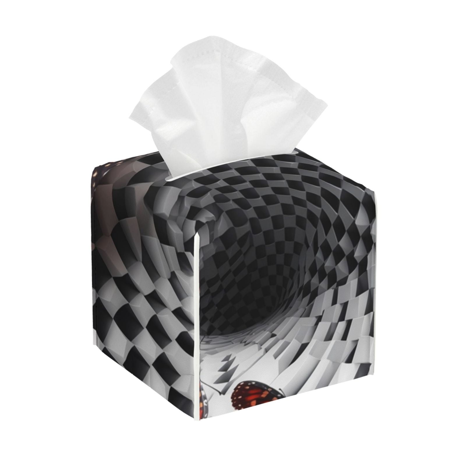 Goofa Butterflies Optical Illusion Tissue Box Cover PVC Leather Tissue ...