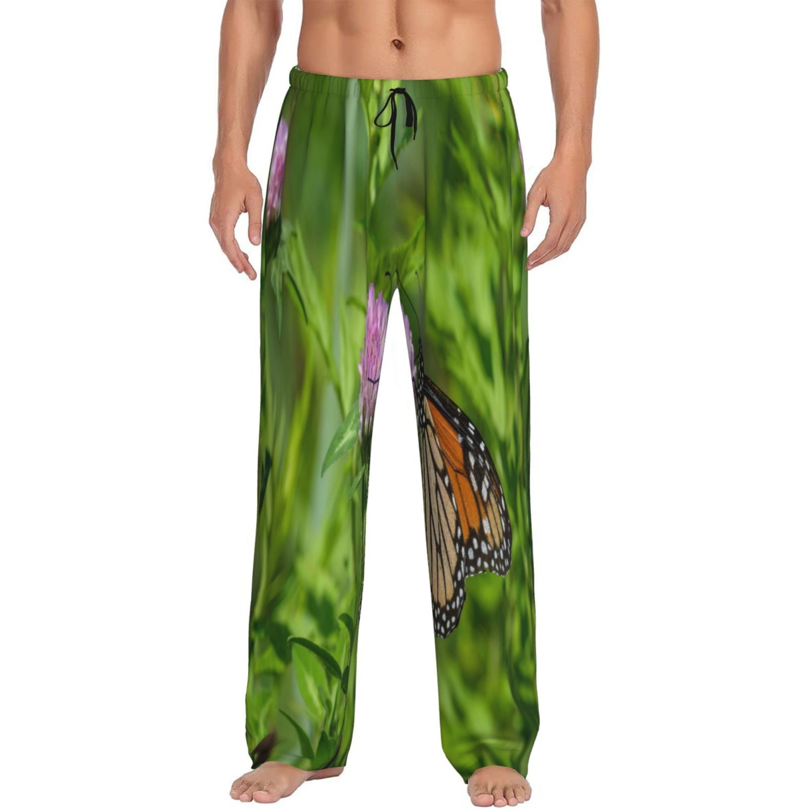 Goofa Butterflies and Floral Pattern Printed Soft Pajama Pants for Men ...