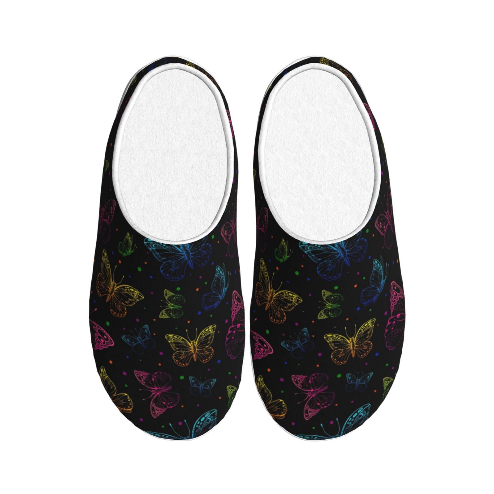 Goofa Butterfly Print Womens Mens Cotton Lightweight House Slippers ...