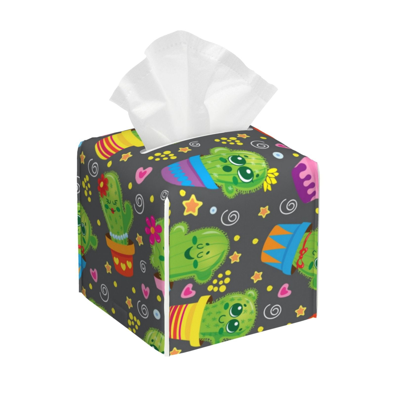 Goofa Cactus In Pots Tissue Box Cover PVC Leather Tissue Holder Square ...