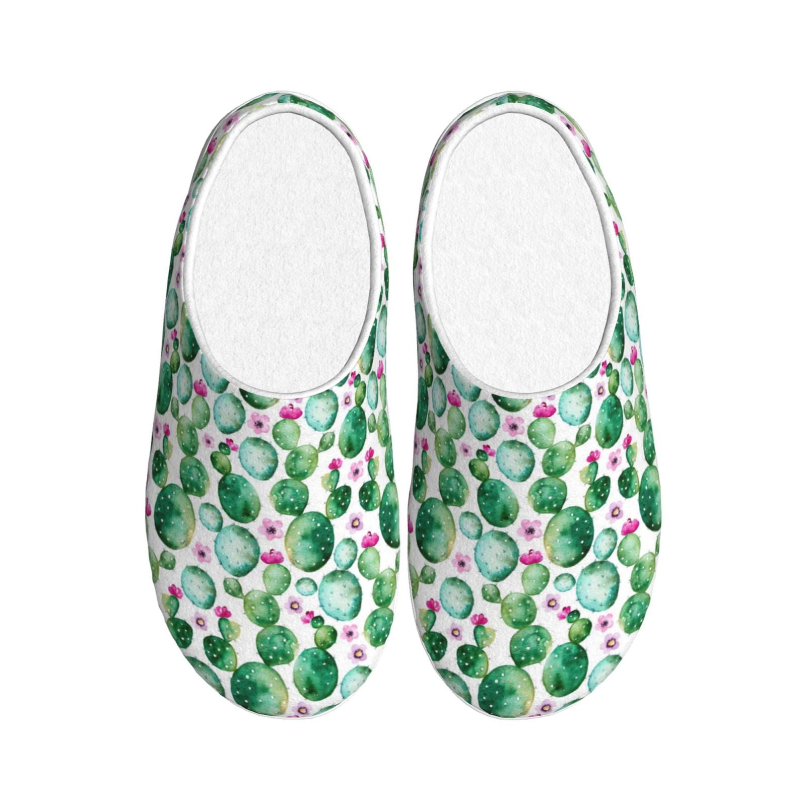 Goofa Cactus Plants Print Womens Mens Cotton Lightweight House Slippers ...