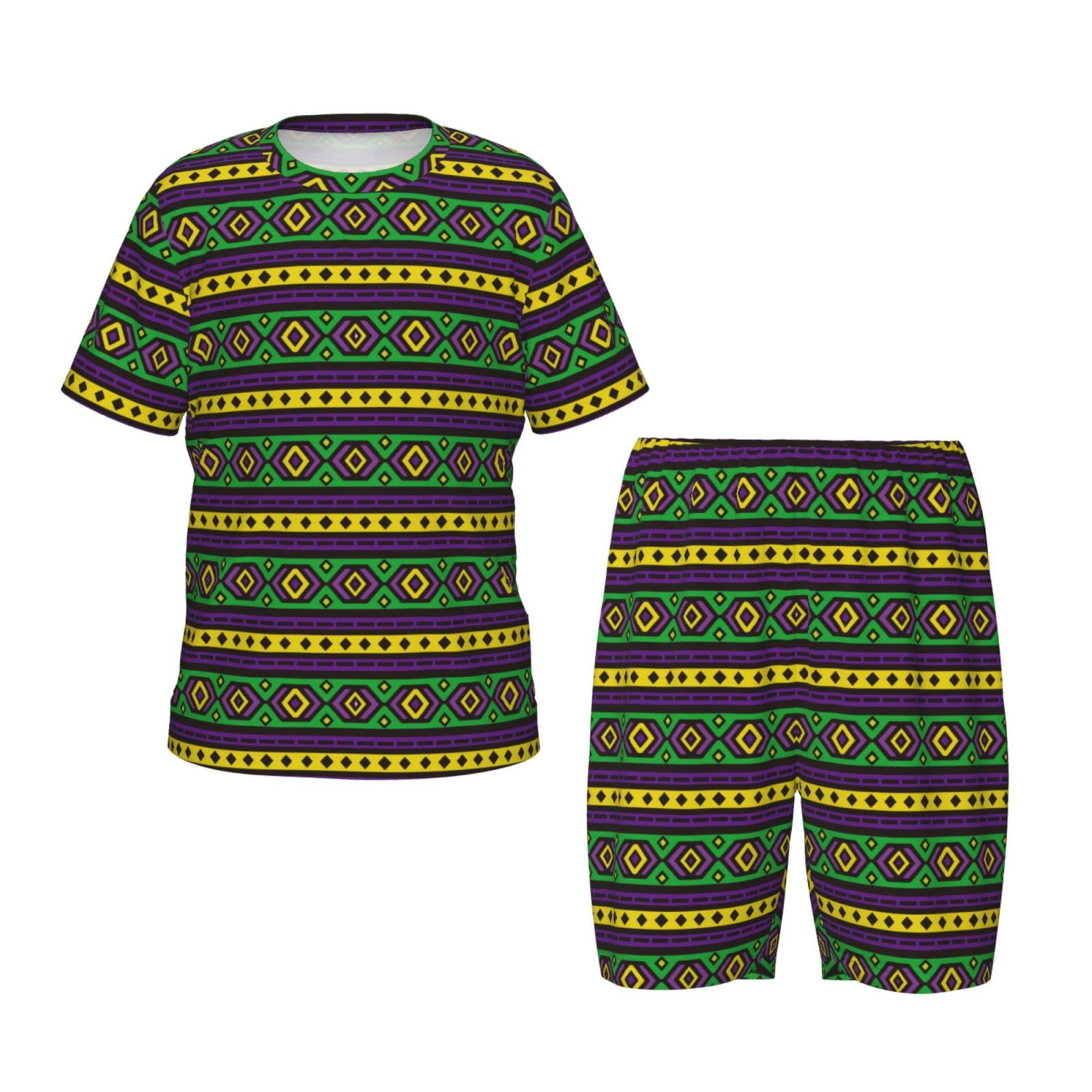 Goofa Carnival Mardi Gras Pattern Short-Sleeved Pajama Set for Kids ...