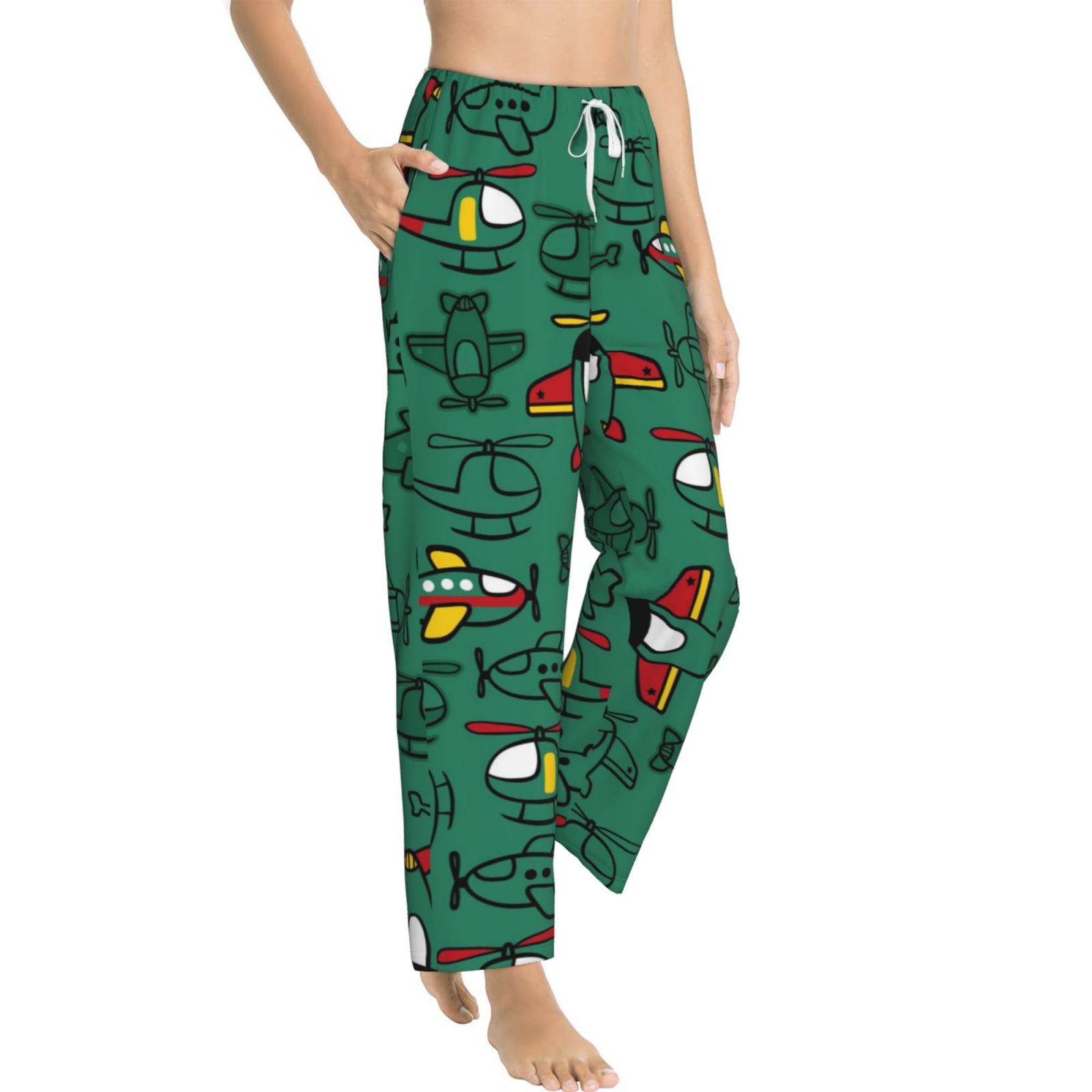 Goofa Cartoon Air Transportation Printed Soft Pajama Pants for Women ...