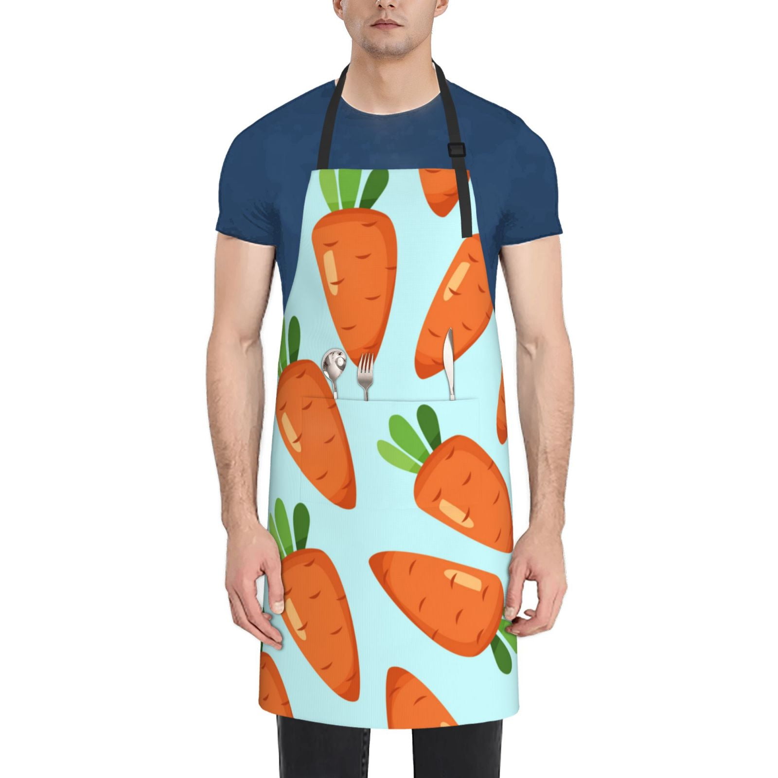 Goofa Cartoon Carrot Printed Waterproof Apron 33" Chef Aprons for Men ...
