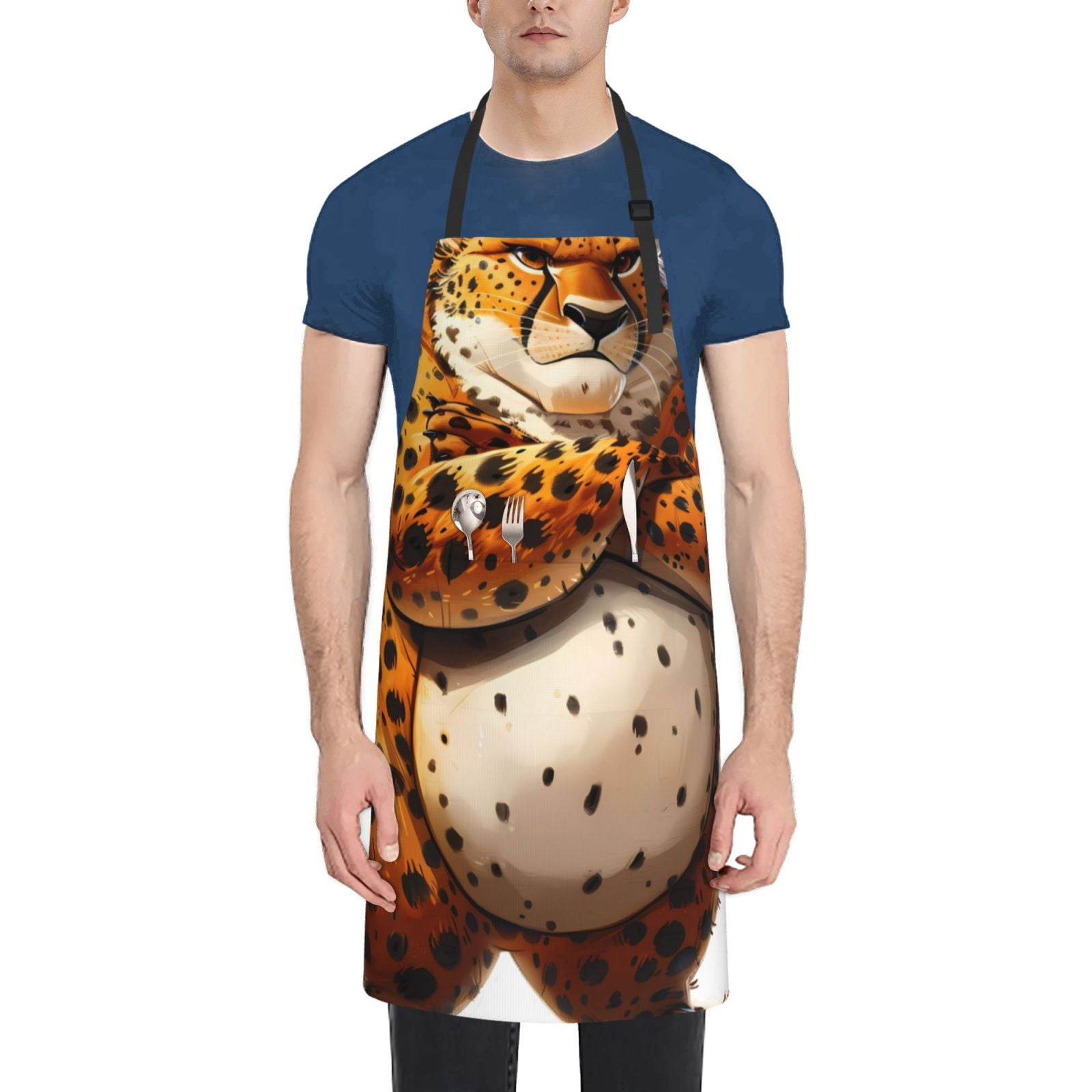 Goofa Cartoon Cheetah With Attitude Printed Waterproof Apron 33" Chef ...
