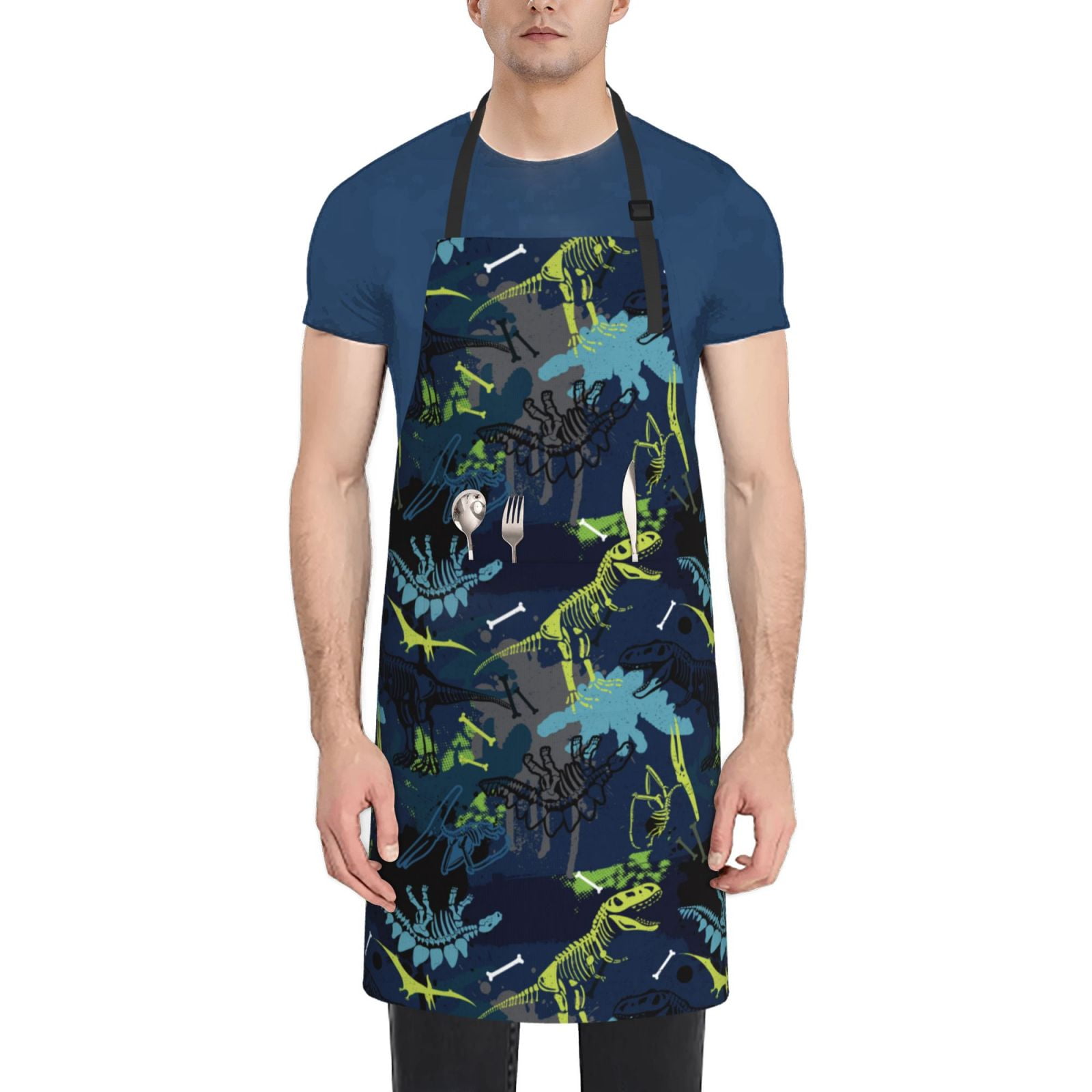 Goofa Cartoon Dinosaur Printed Waterproof Apron 33" Chef Aprons for Men ...