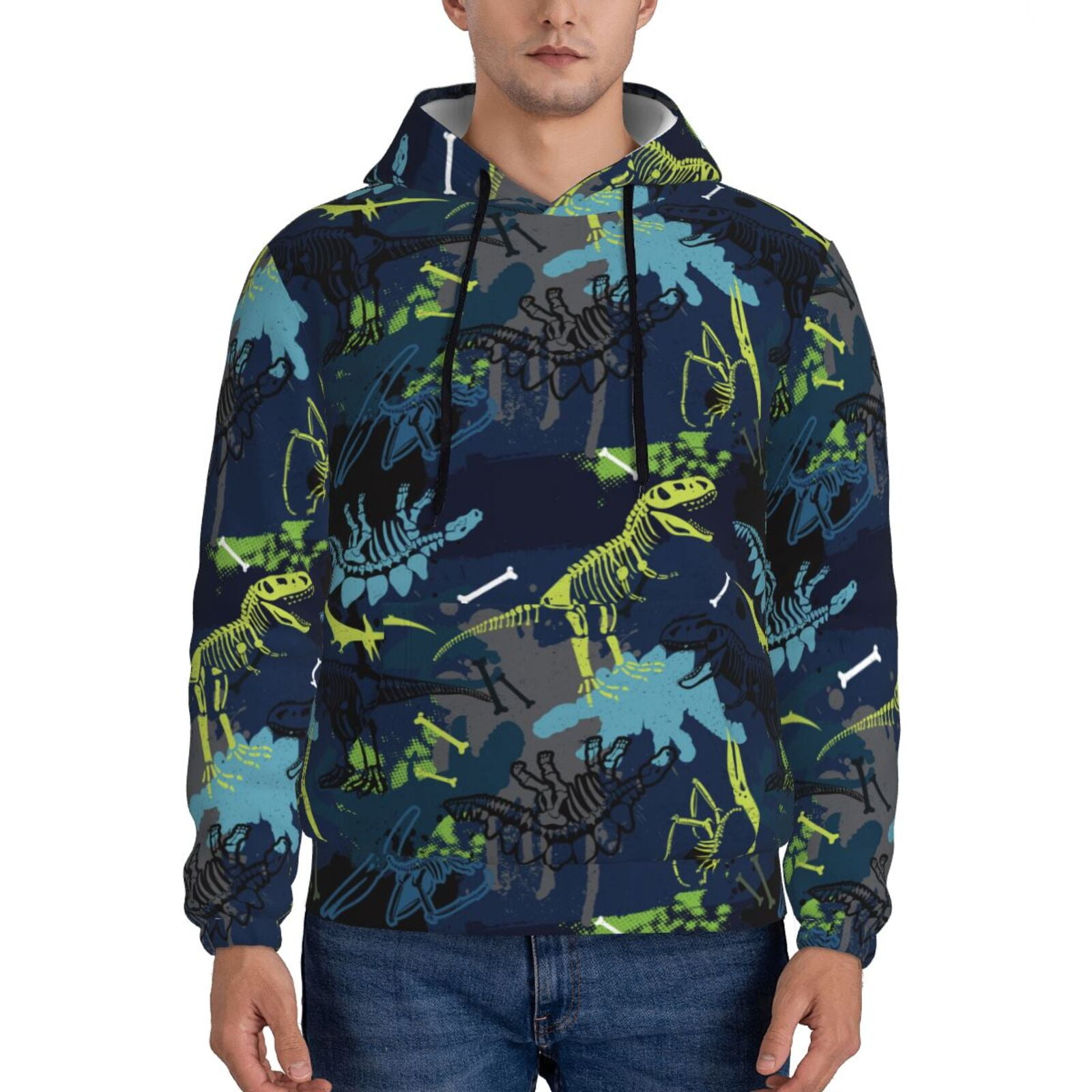 Goofa Cartoon Dinosaur for Men's Hooded Sweatshirt - Lightweight ...