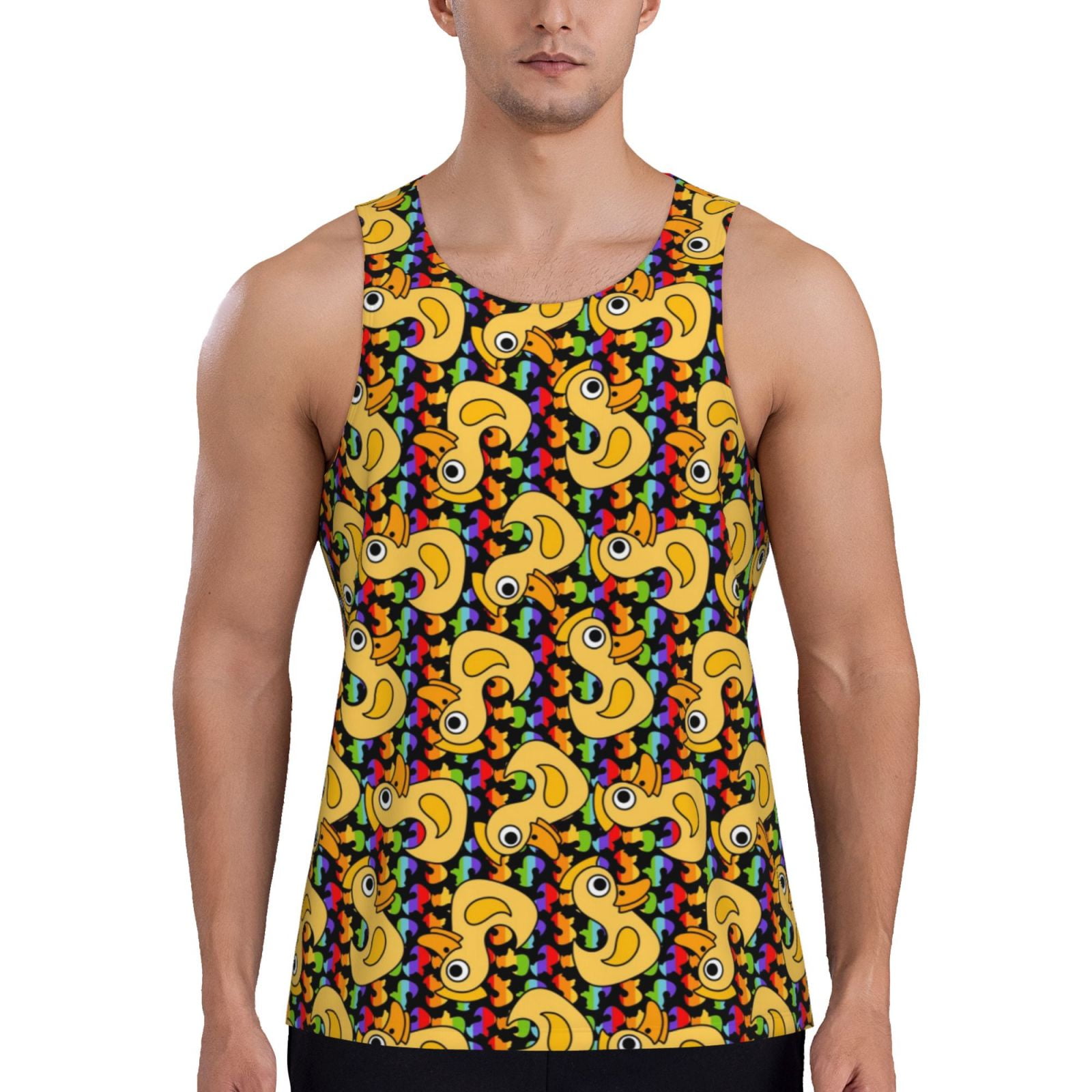 Goofa Cartoon Ducks Pattern Men's Workout Tank Top Slim-Fit Tank Quick ...