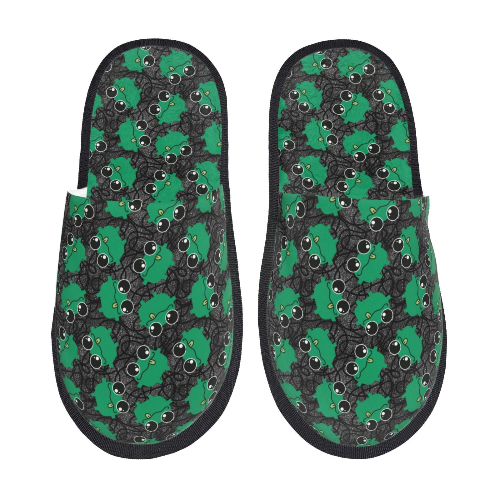 Goofa Cartoon Kawaii Frogs Pattern Plush Furry Slippers for Men & Women ...