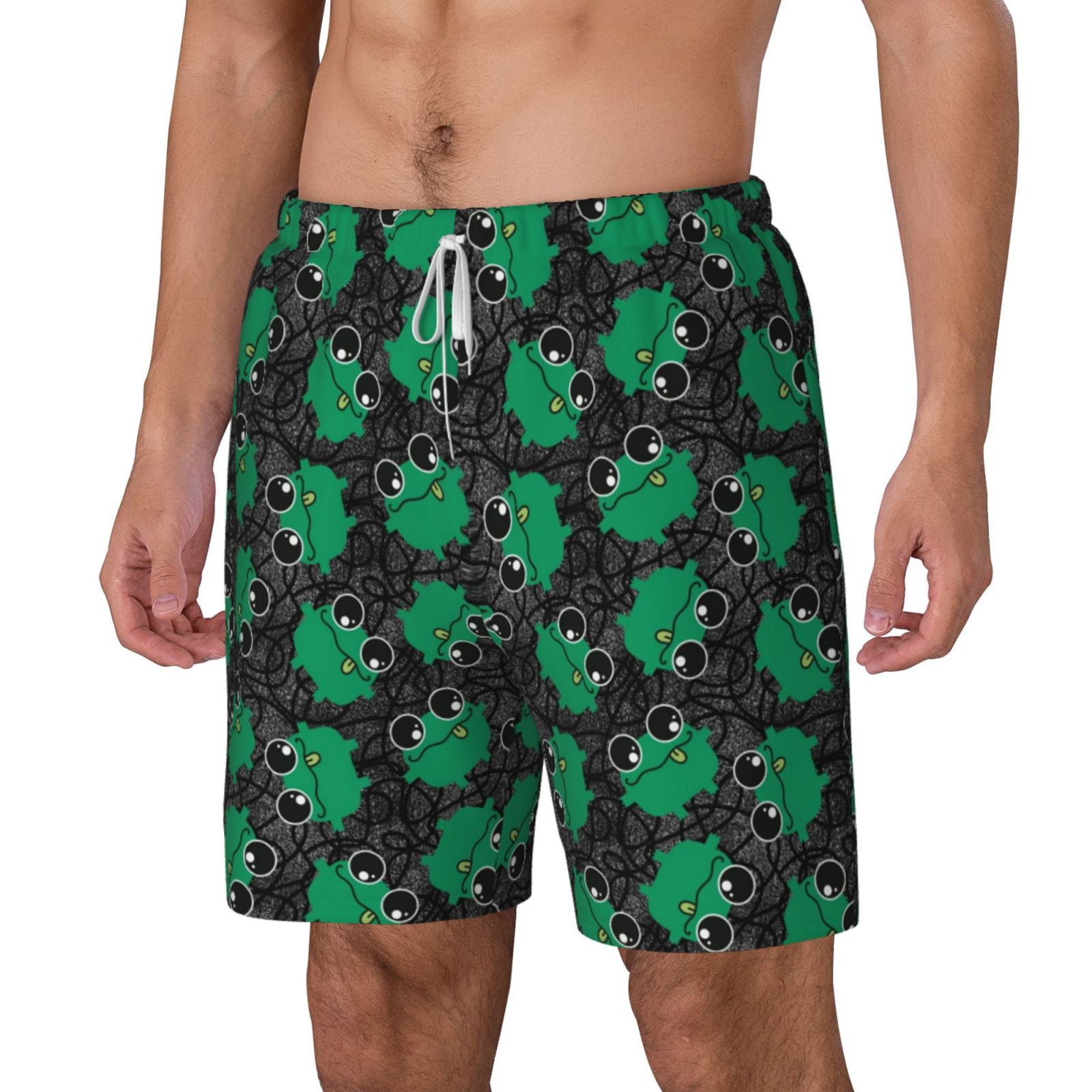 Goofa Cartoon Kawaii Frogs Printed Men's Swim Trunks Board Shorts Quick ...