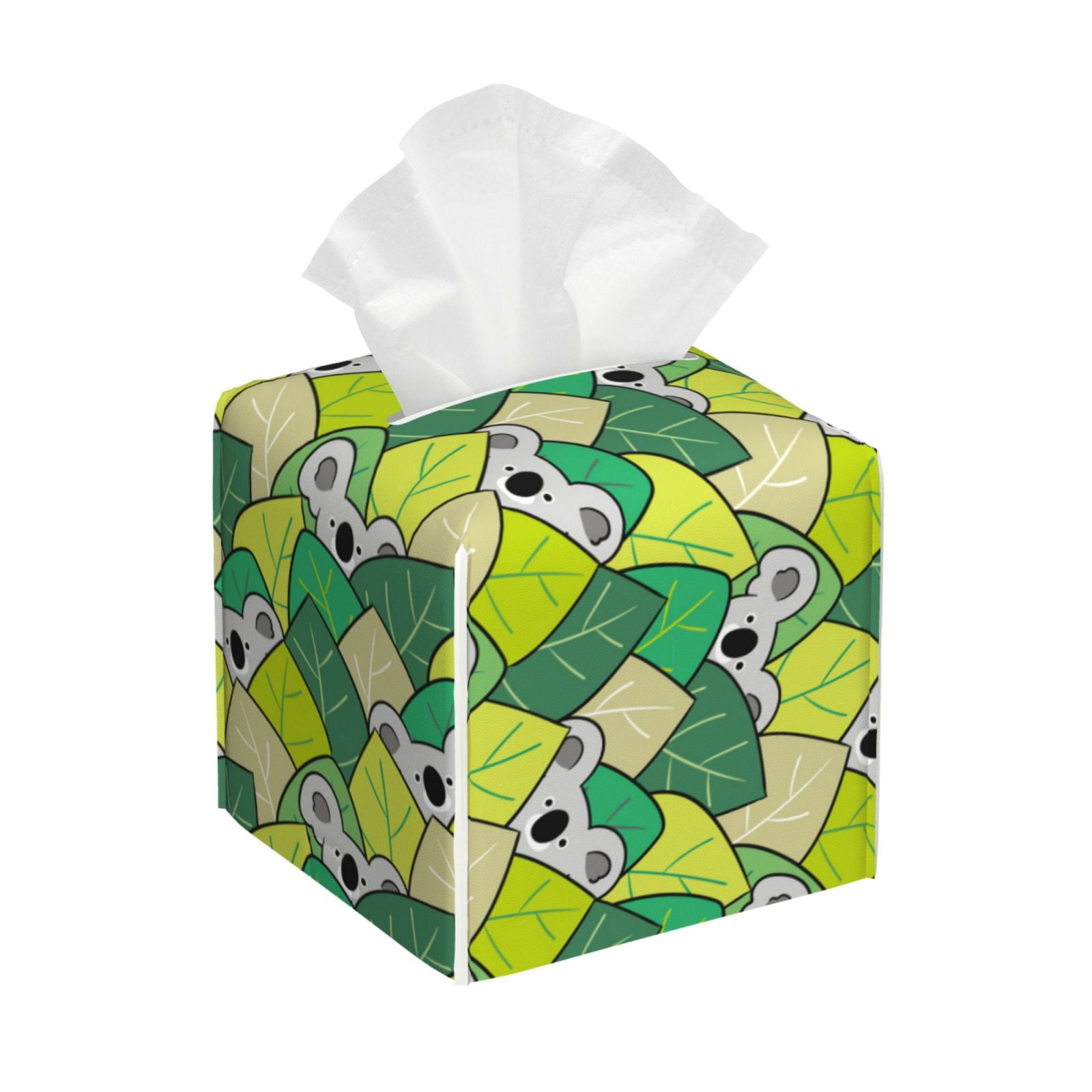 Goofa Cartoon Koala Bear and Leaf Tissue Box Cover PVC Leather Tissue ...
