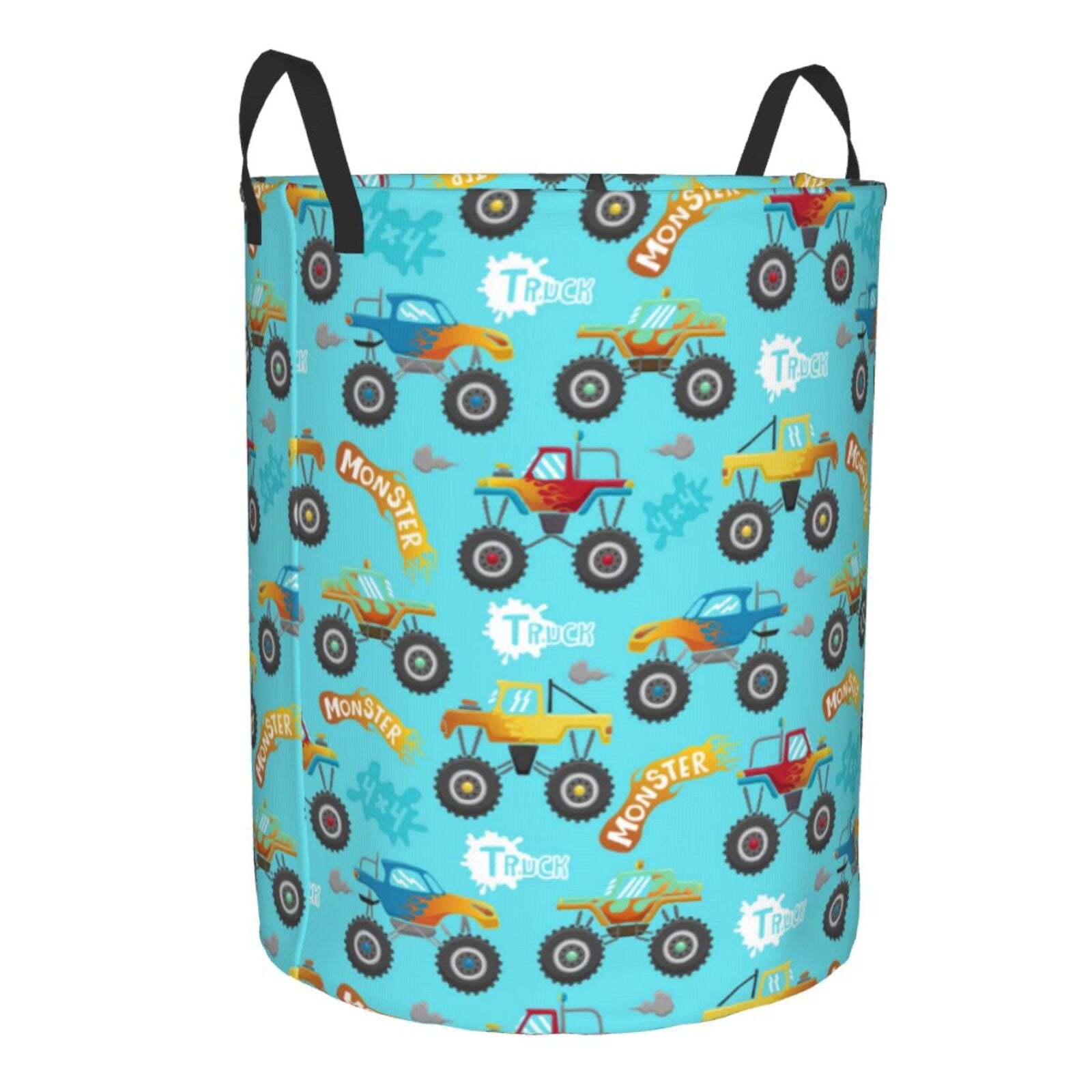 Goofa Cartoon Monster Truck Printed Circular Hamper,Laundry Basket with ...