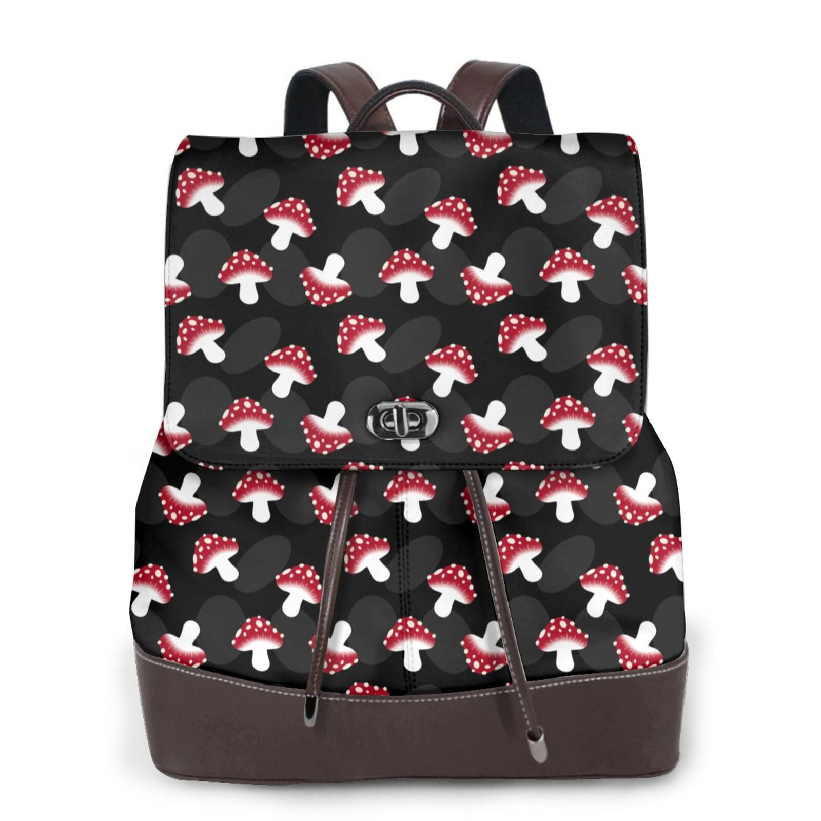 Goofa Cartoon Mushroom for Leather Backpack Purse for Women Fashion ...