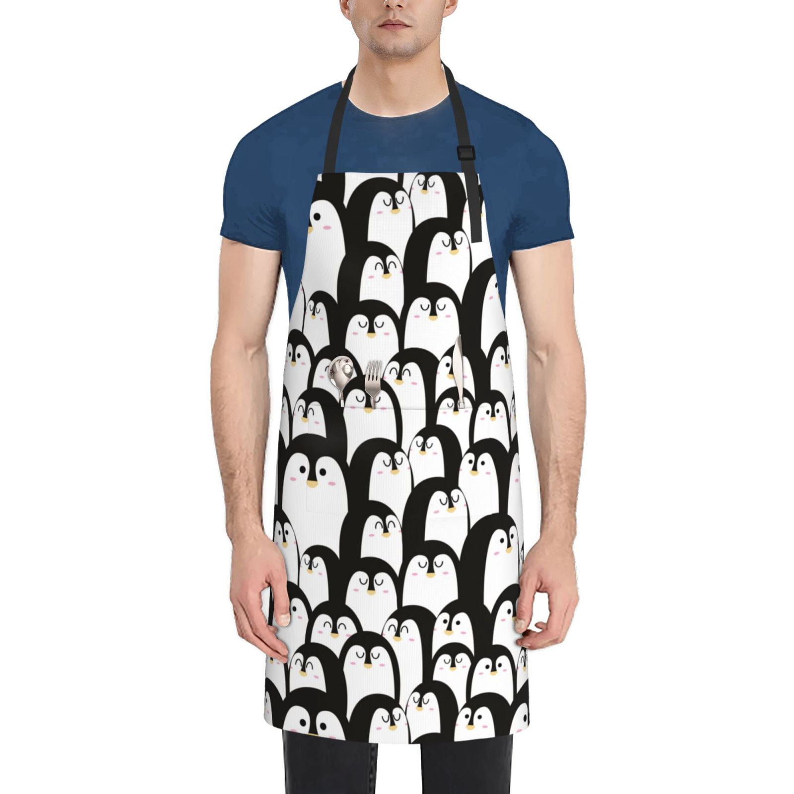 Goofa Cartoon Penguin Printed Waterproof Apron 33" Chef Aprons for Men ...