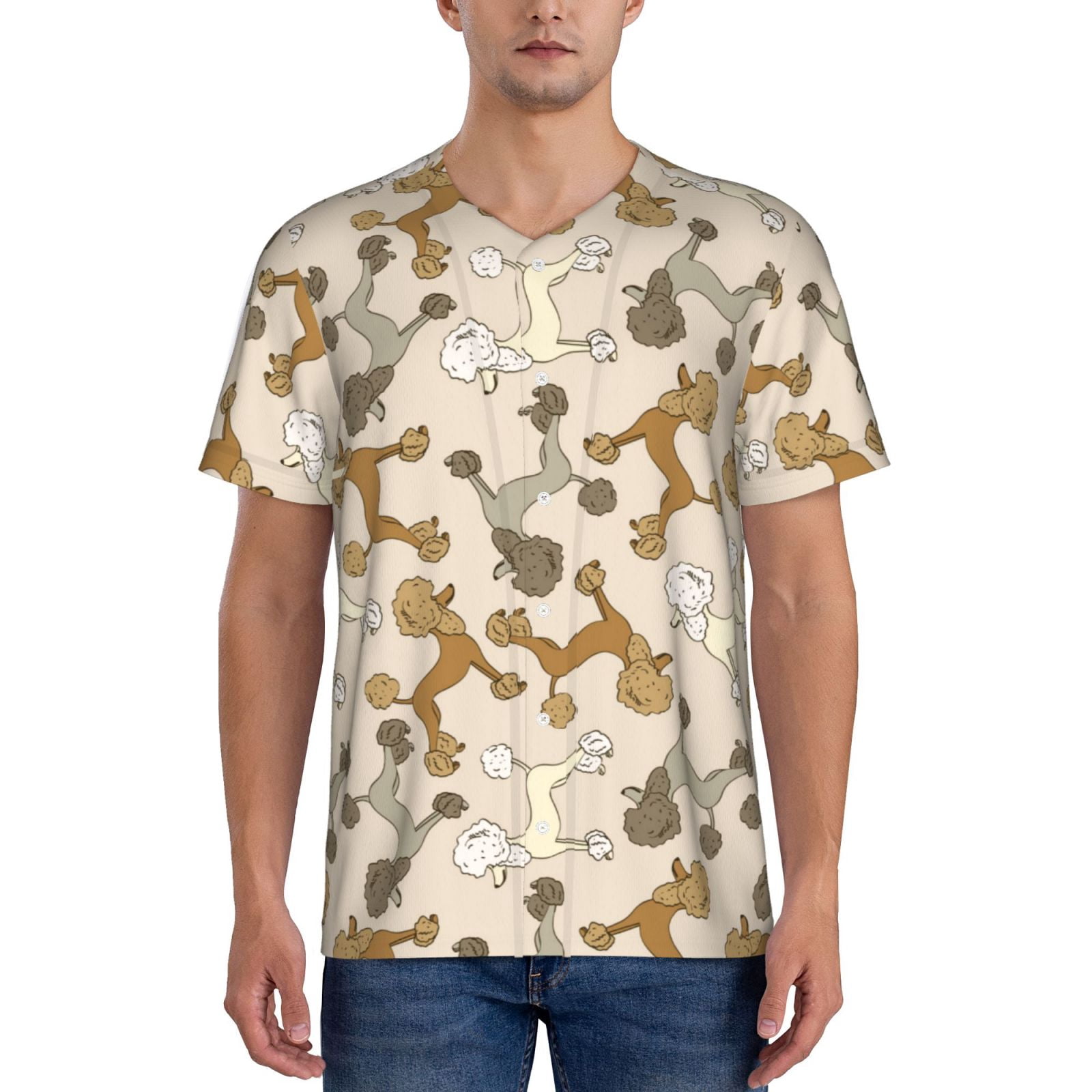 Goofa Cartoon Poodle Dog Pattern Mens Golf Shirt Baseball T-shirt ...