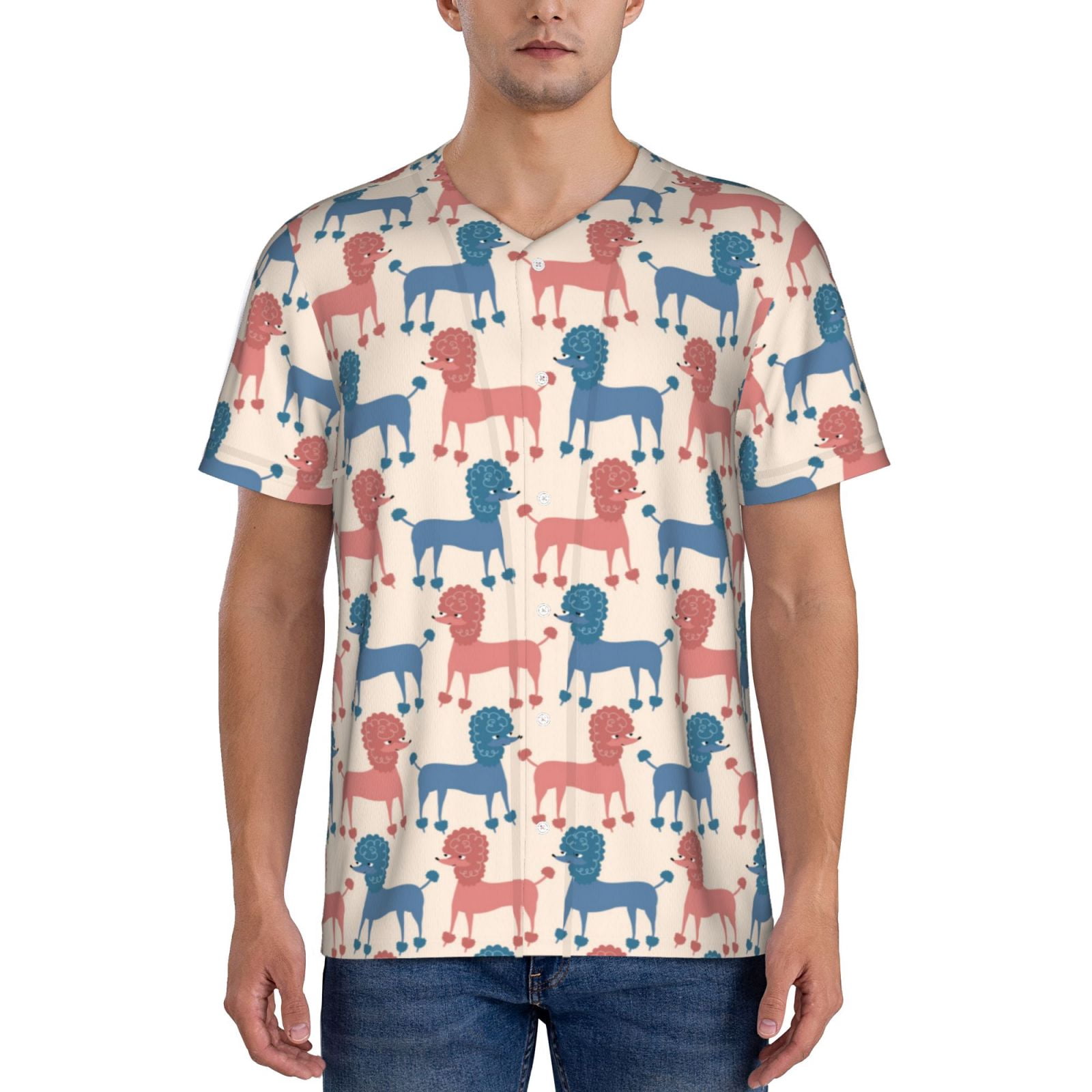 Goofa Cartoon Poodle Dog Pattern Mens Golf Shirt Baseball T-shirt ...