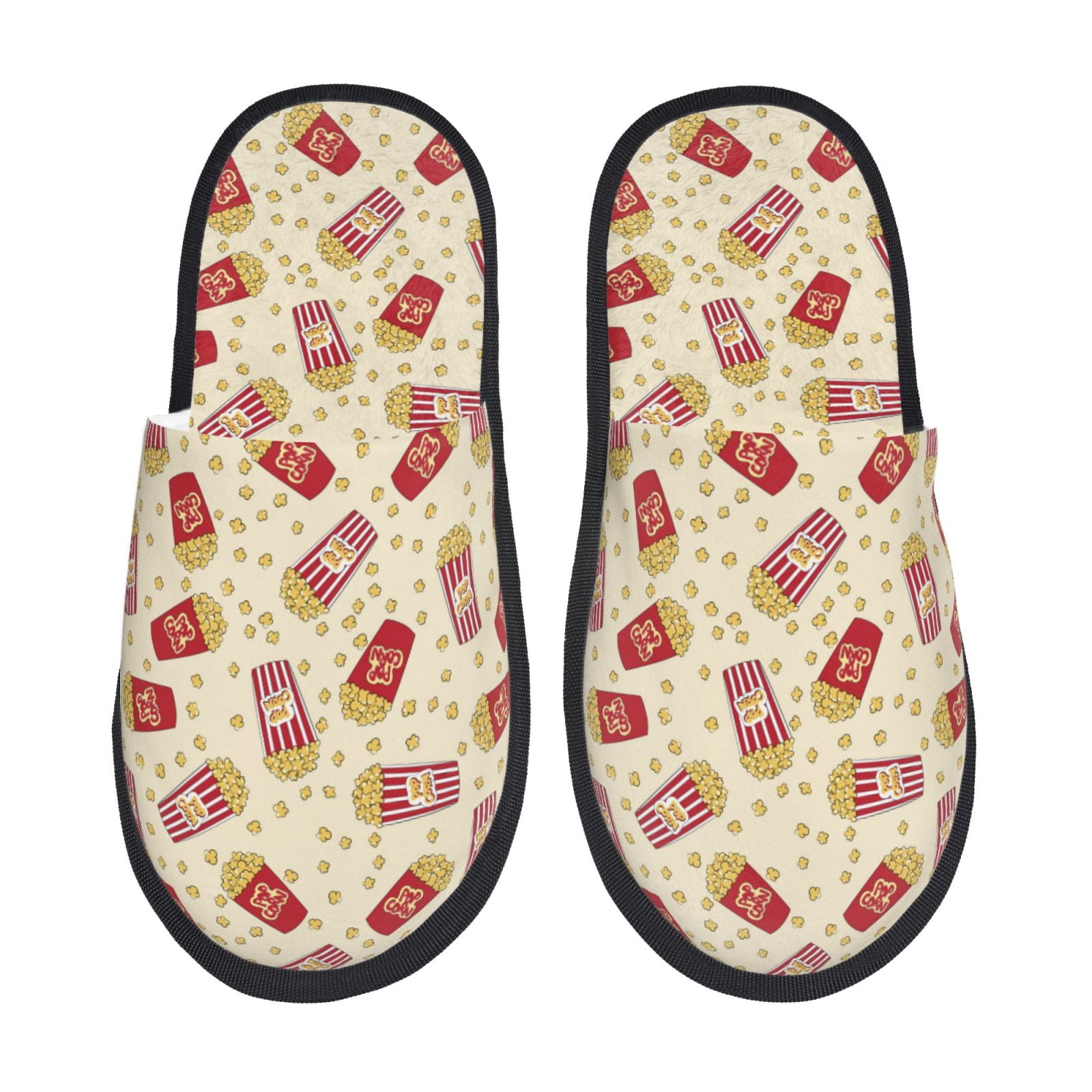 Goofa Cartoon Popcorn Pattern Plush Furry Slippers for Men & Women ...