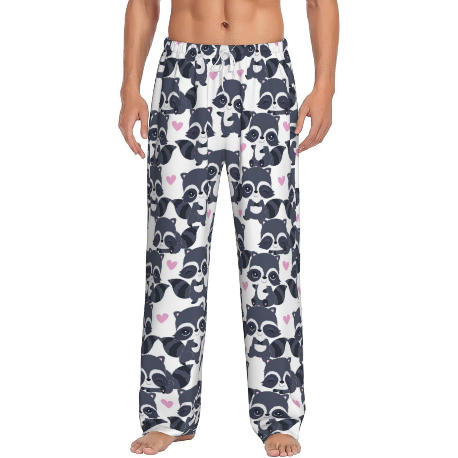 Goofa Cartoon Raccoon Pattern Printed Soft Pajama Pants for Men, Wide ...