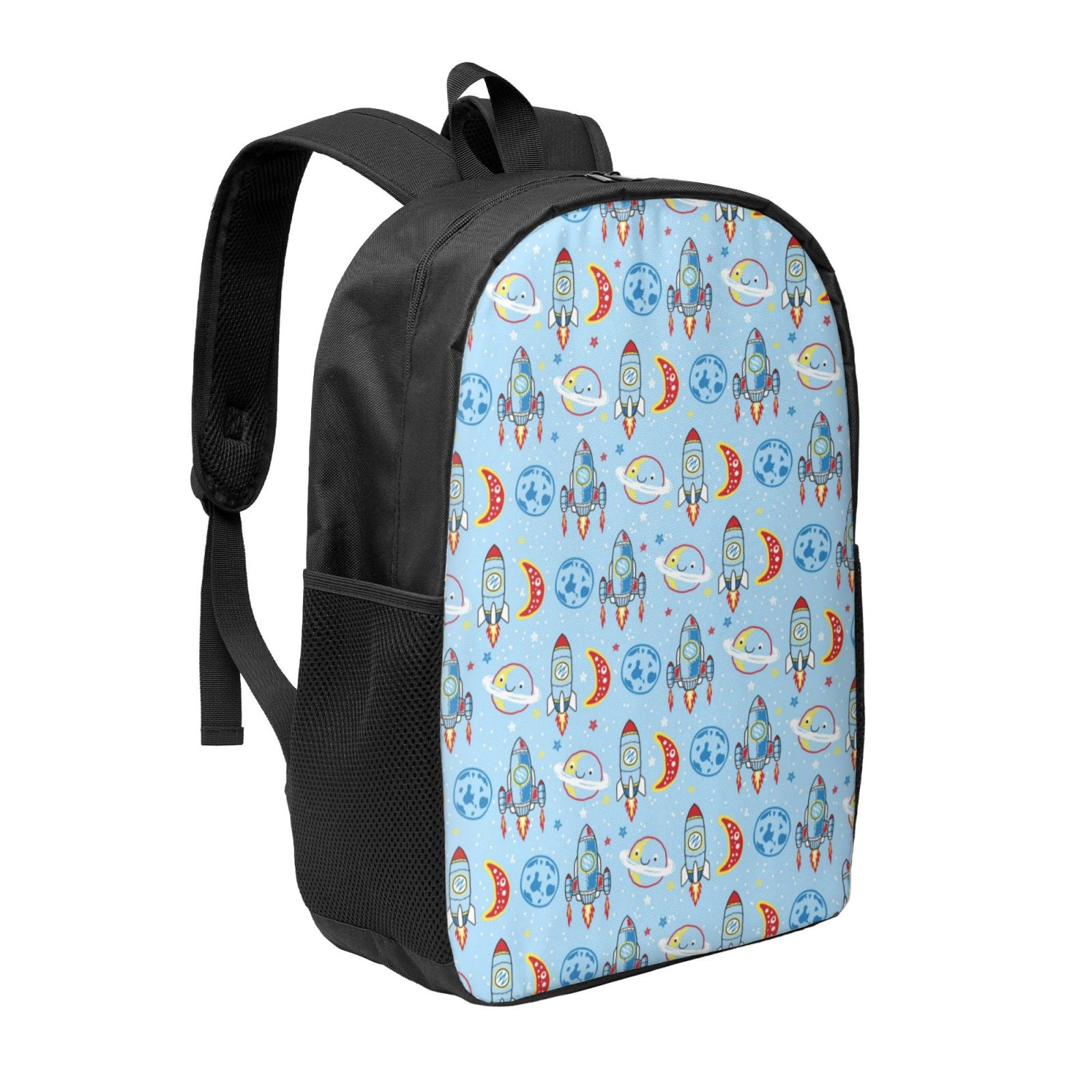 Goofa Cartoon Rocket With Space Pattern 17in Student Backpack - School ...