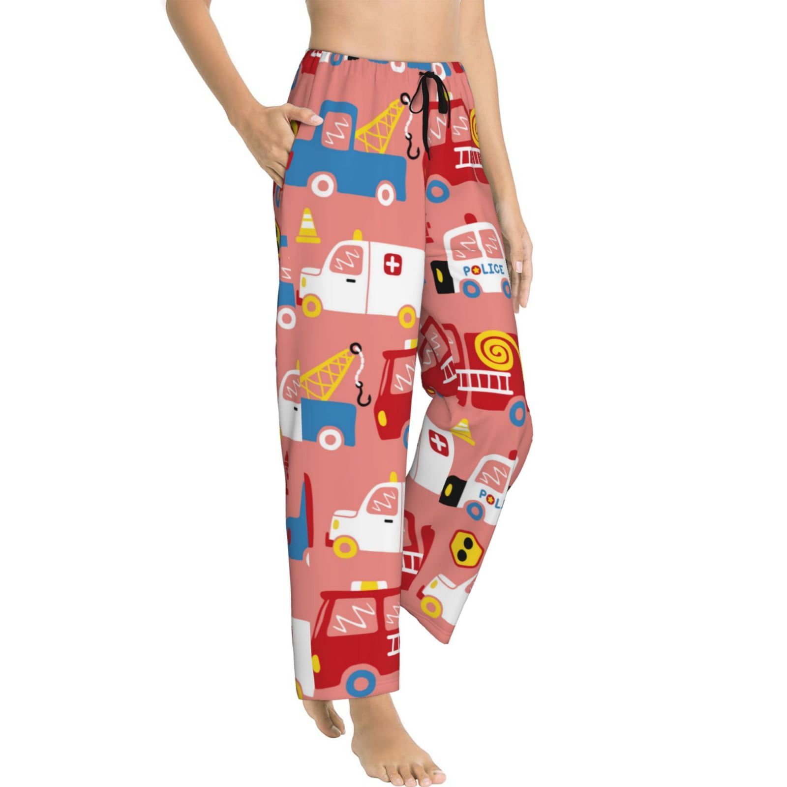 Goofa Cartoon with Traffic Elements Printed Soft Pajama Pants for Women ...