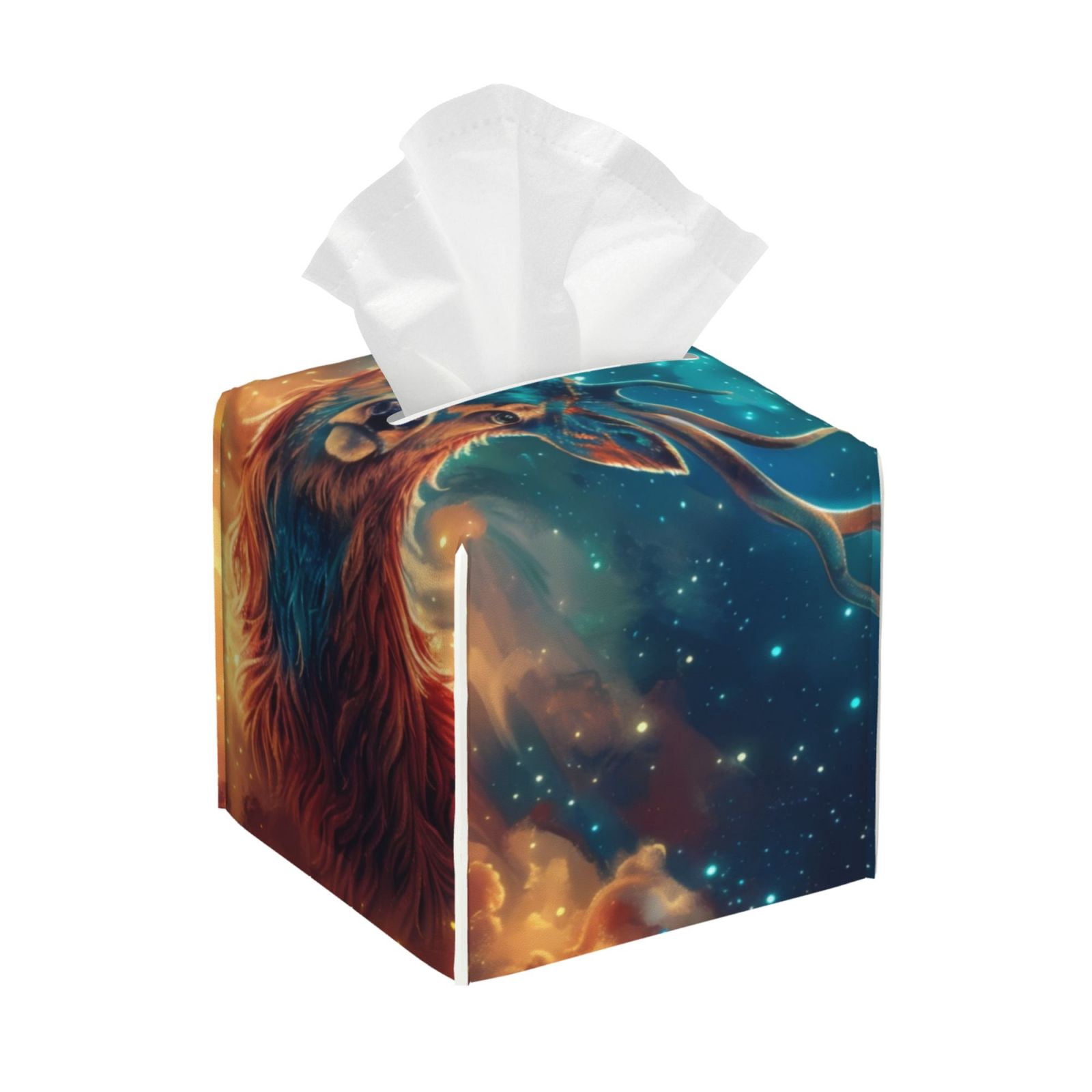 Goofa Celestial Stag Cosmic Glow Tissue Box Cover PVC Leather Tissue ...