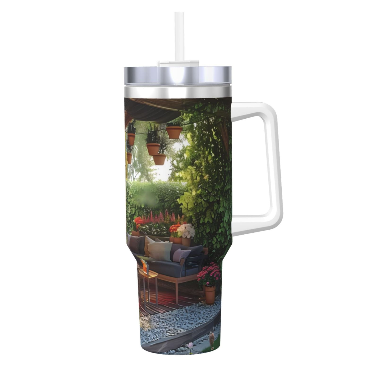 Goofa Charming Garden Patio Print 40oz Ice Bully With Handle And Straw ...