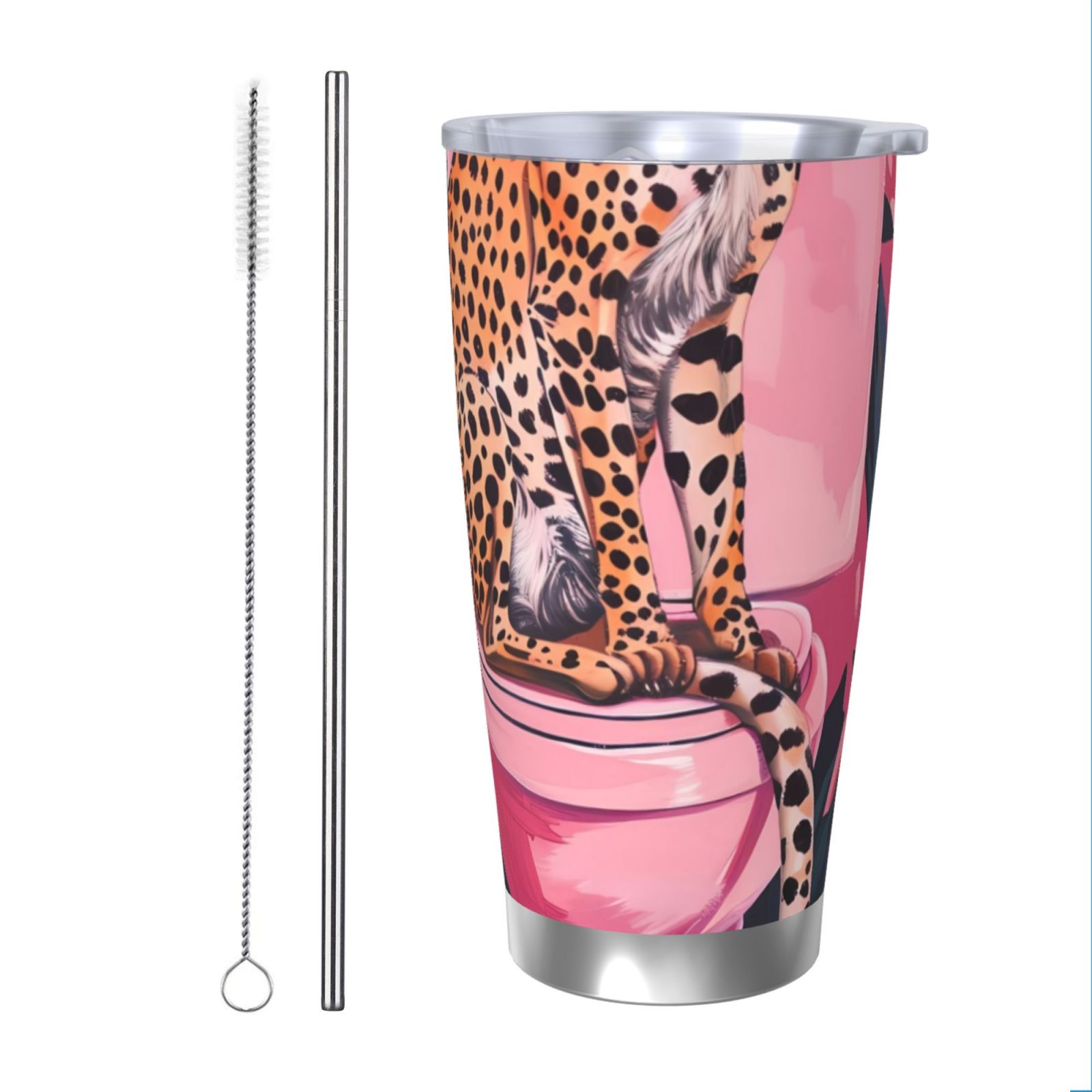 Goofa Cheetah On Toilet Humor Art for 20 oz Skinny Tumbler Stainless ...