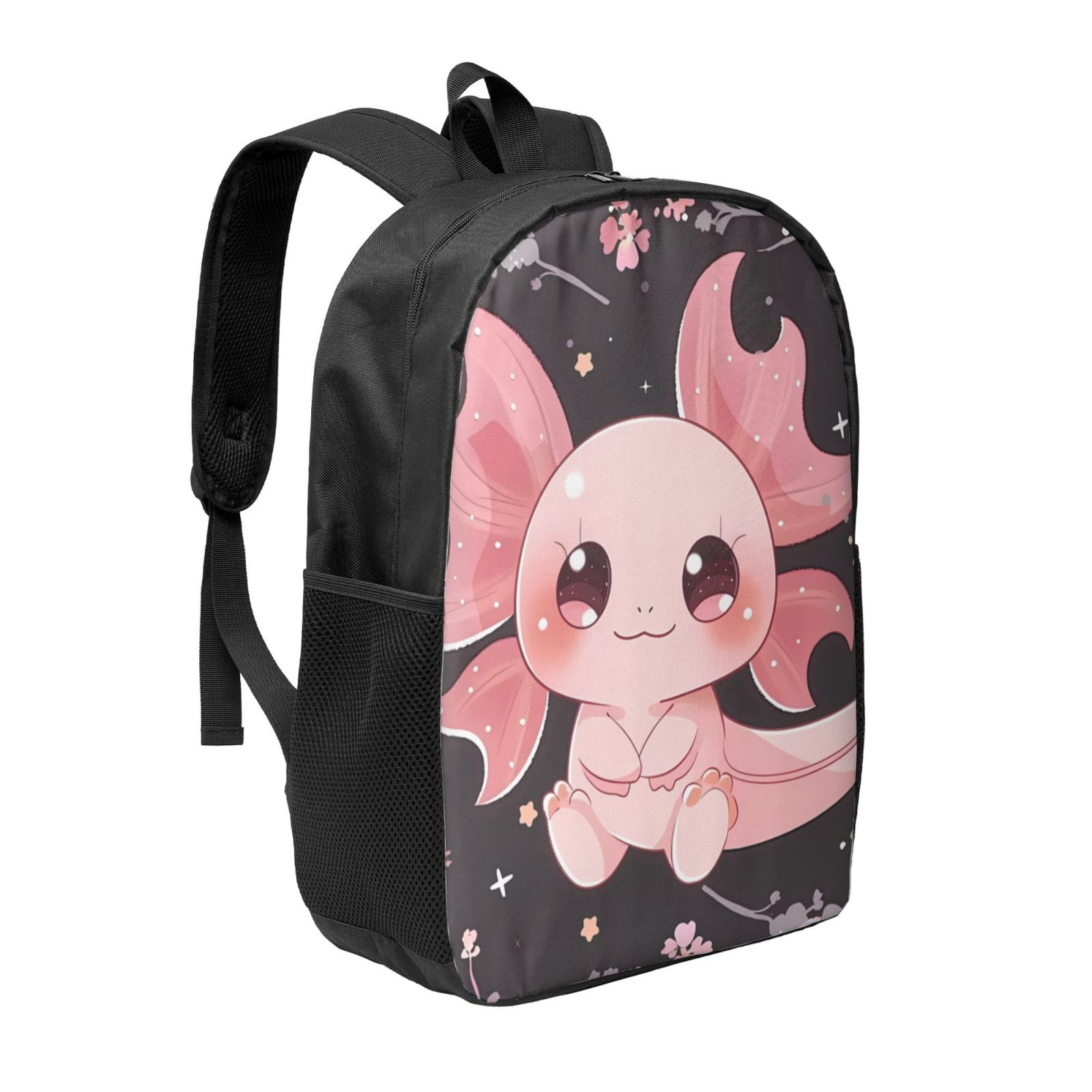 Goofa Chibi Axolotl Sakura Fantasy Pattern 17in Student Backpack ...