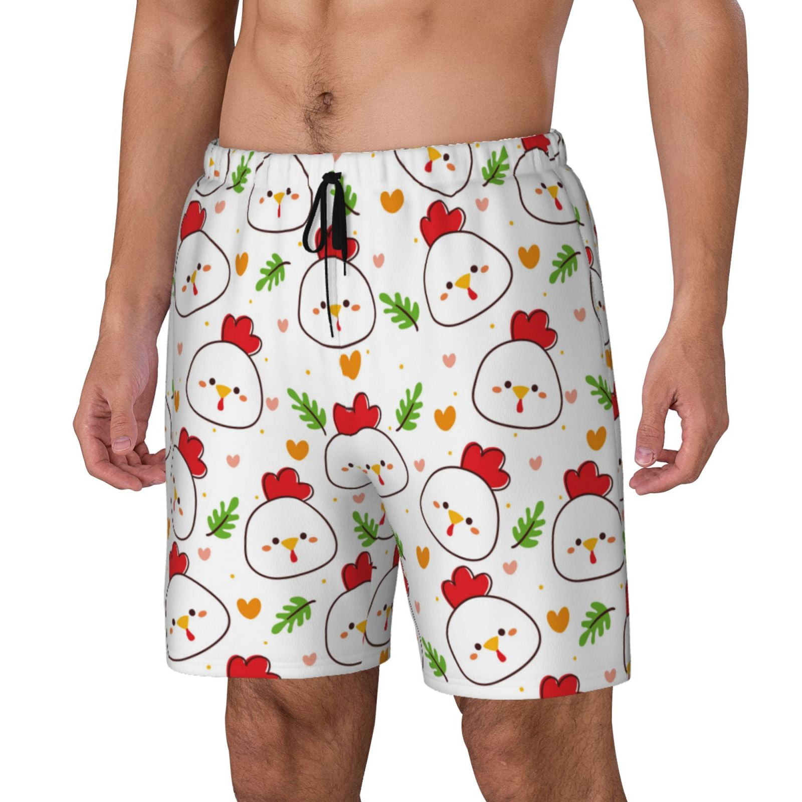Goofa Chicken And Plant Printed Men's Swim Trunks Board Shorts Quick ...