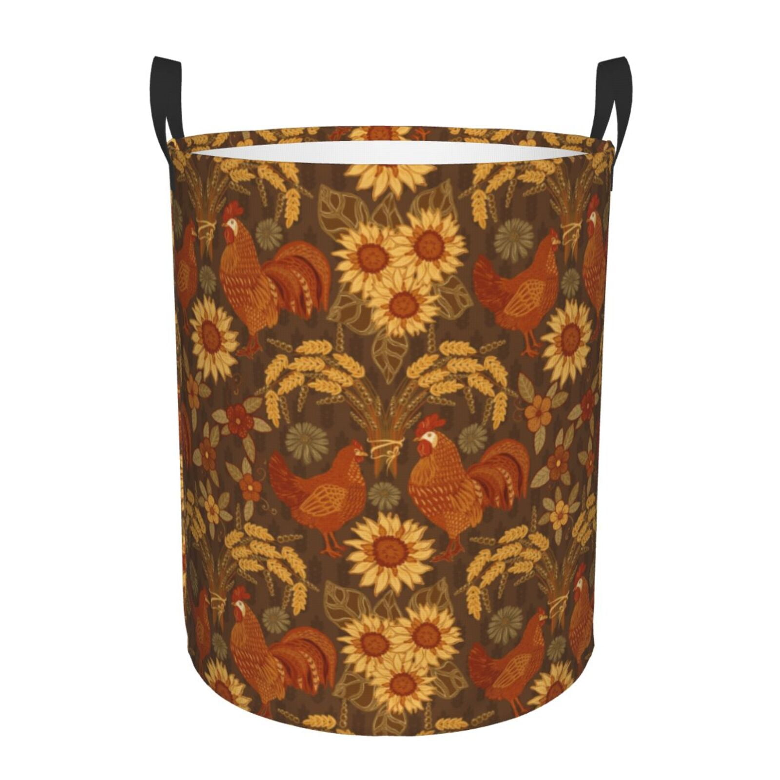 Goofa Chicken And Rooster Printed Circular Hamper,Laundry Basket with ...