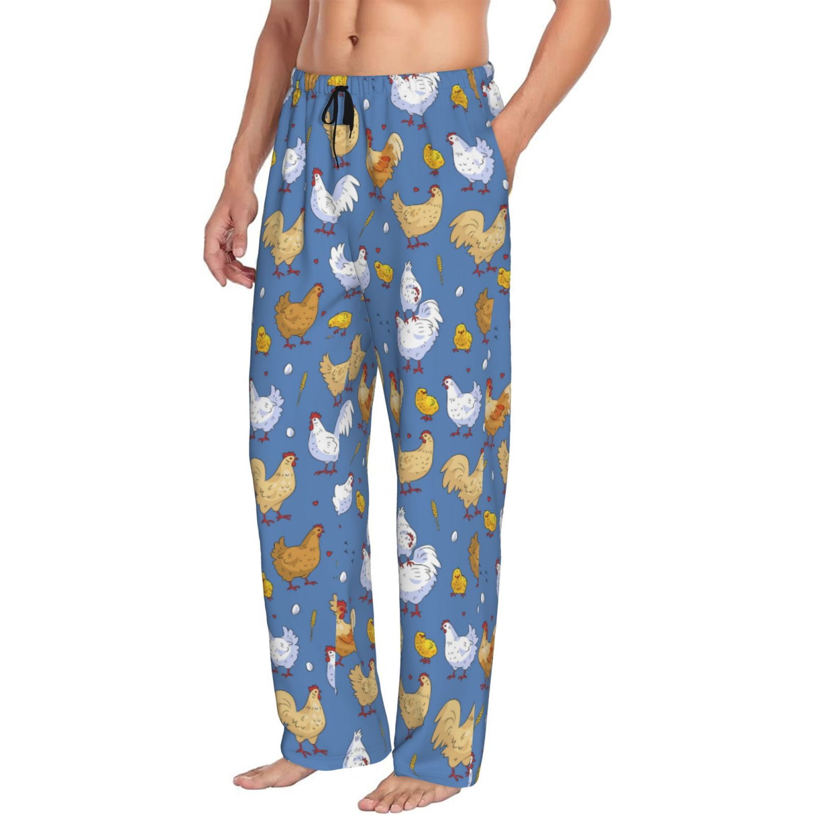 Goofa Chicken Family Printed Soft Pajama Pants for Men, Wide Leg Comfy ...