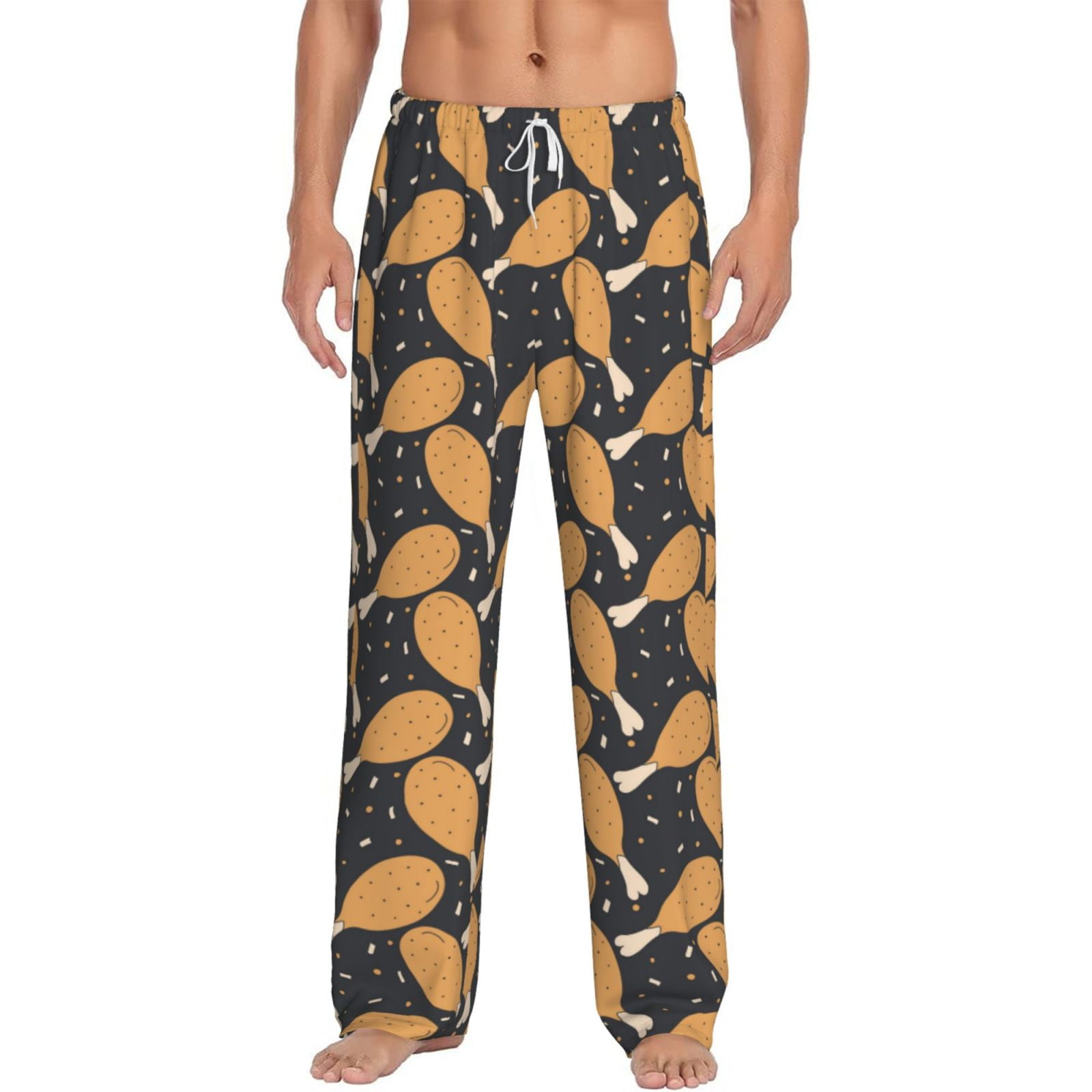 Goofa Chicken Legs Pattern Printed Soft Pajama Pants for Men, Wide Leg ...
