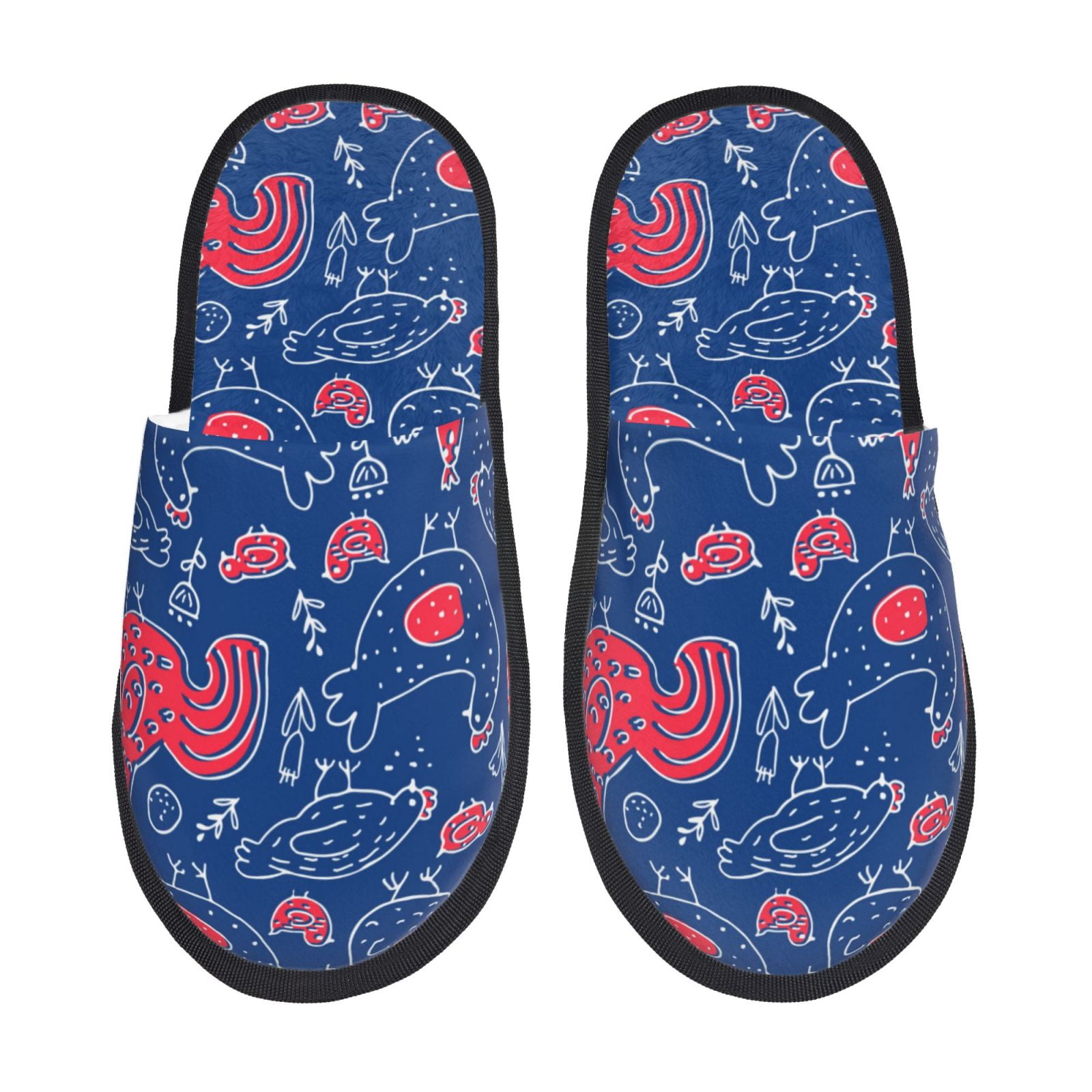 Goofa Chicken and Rooster Pattern Plush Furry Slippers for Men & Women ...